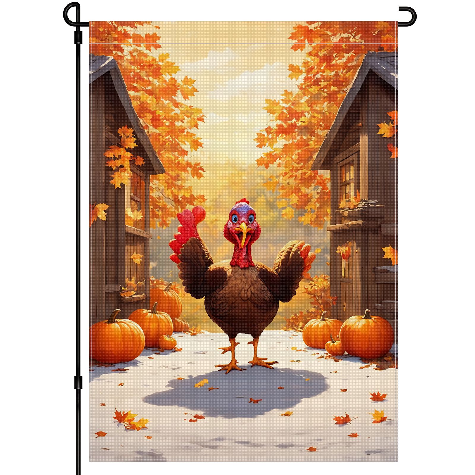Hello Thanksgiving Porch Flag Versatile Turkey Cartoon Outdoor Garden ...