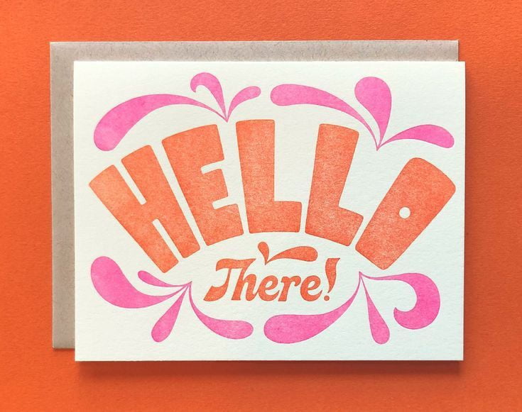 Hello There Greeting Card - Colorful Typography Design - Blank Inside ...