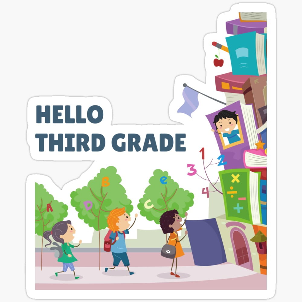 Hello Third Grade - Kids Back To School Sticker Phone Decal Water ...