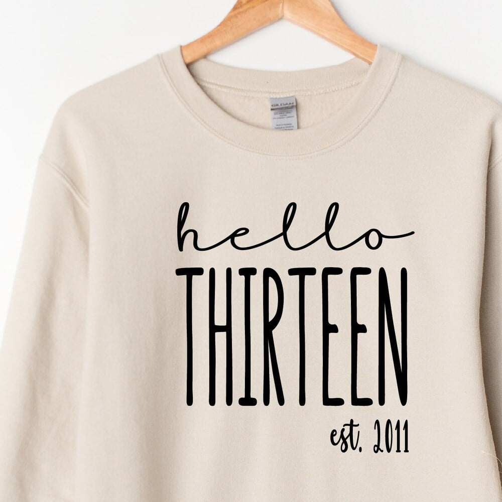 Hello Thirteen Est 2011 Shirt, Thirteenth Birthday Shirt, Hello 13 ...