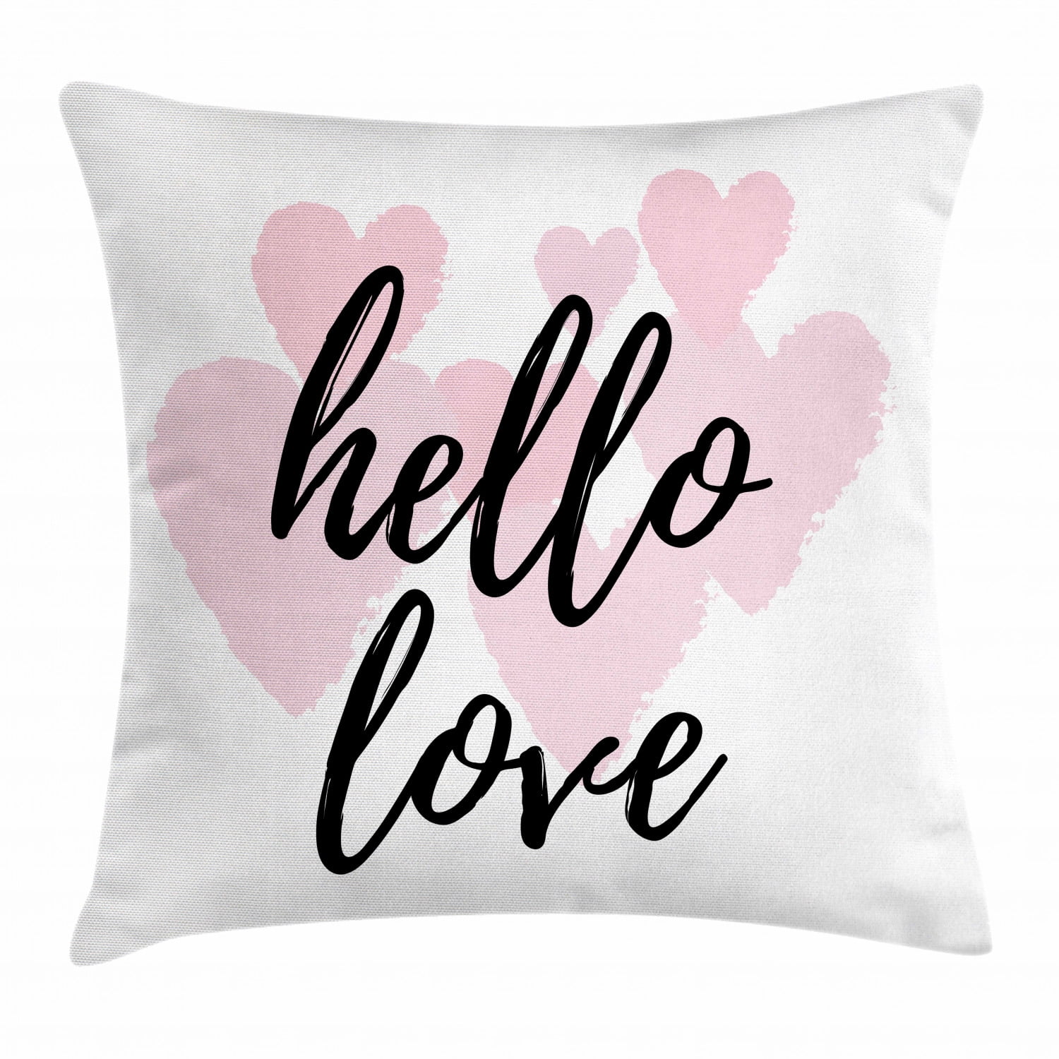 Hello Throw Pillow Cushion Cover, Hello Love Hand Lettering Print on ...