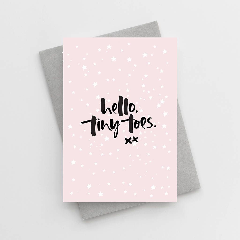 Hello Tiny Toes Baby Card – Cute Pink Star Design – Ideal for Newborn ...
