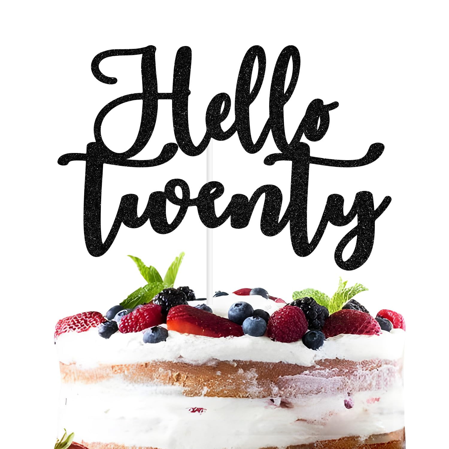 Hello Twenty Cake Topper, Hello 20, TVS1 Cheers to 20 Years, Funny 20th ...