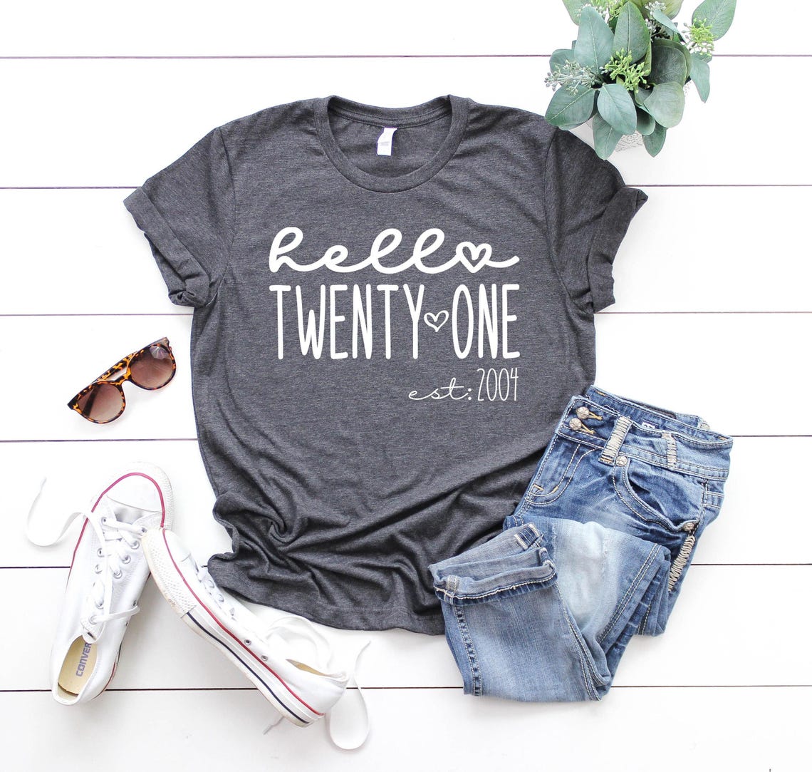Hello Twenty One Est 2004 Shirt, 21St Birthday, 21St Birthday Party T ...