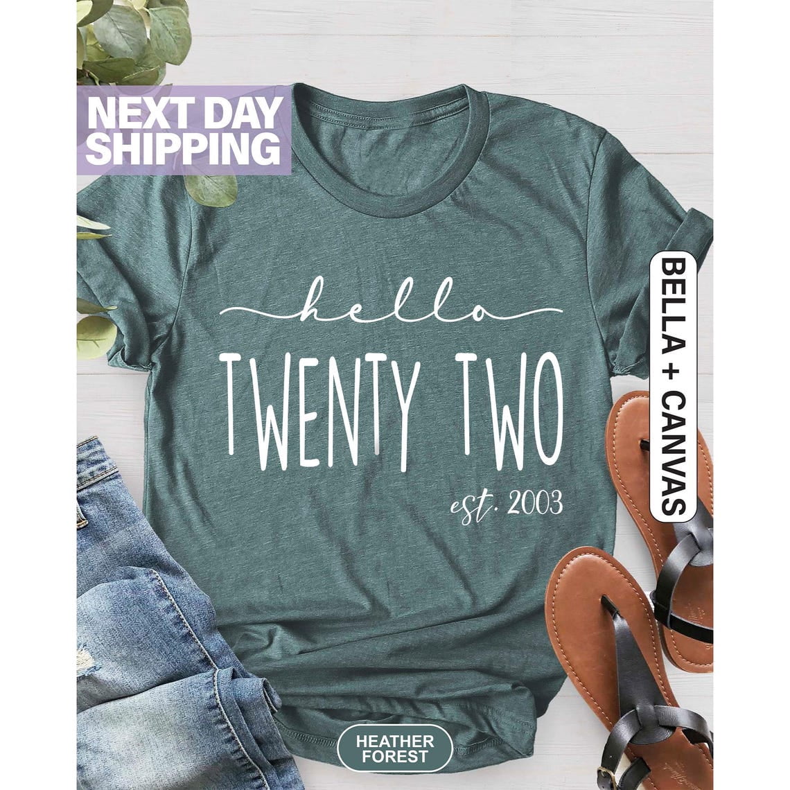 Hello Twenty-Two Birthday Shirt, Women Gift, Turning 22 Birthday Shirt ...
