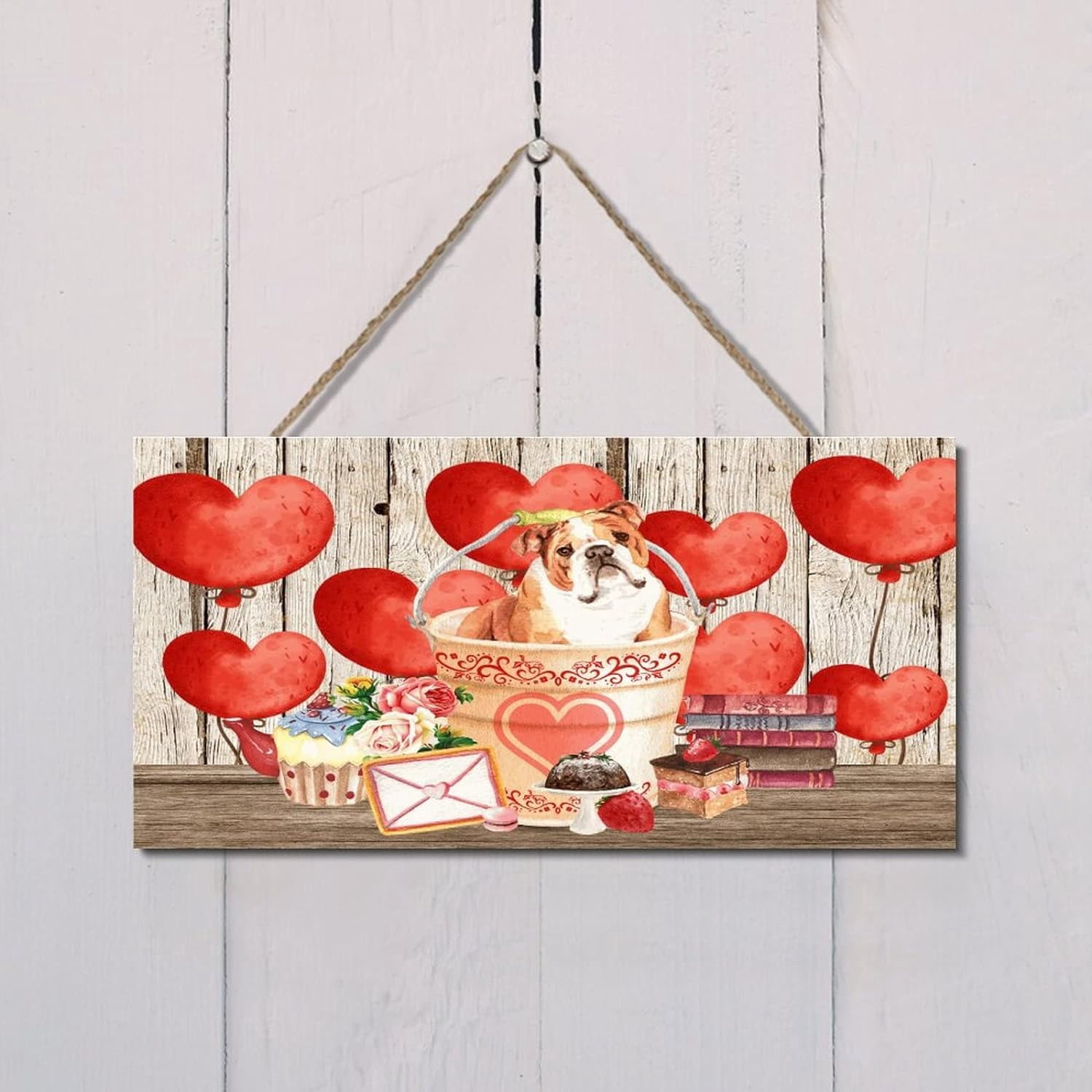 Hello Valentine Heart Roses Dog Wood Sign Valentine Rose Wreath Dog ...