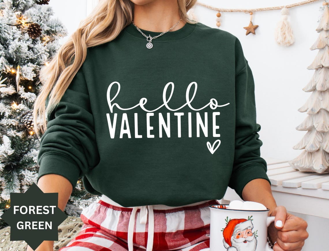 Hello Valentine Sweatshirt Cute Love - Walmart.com