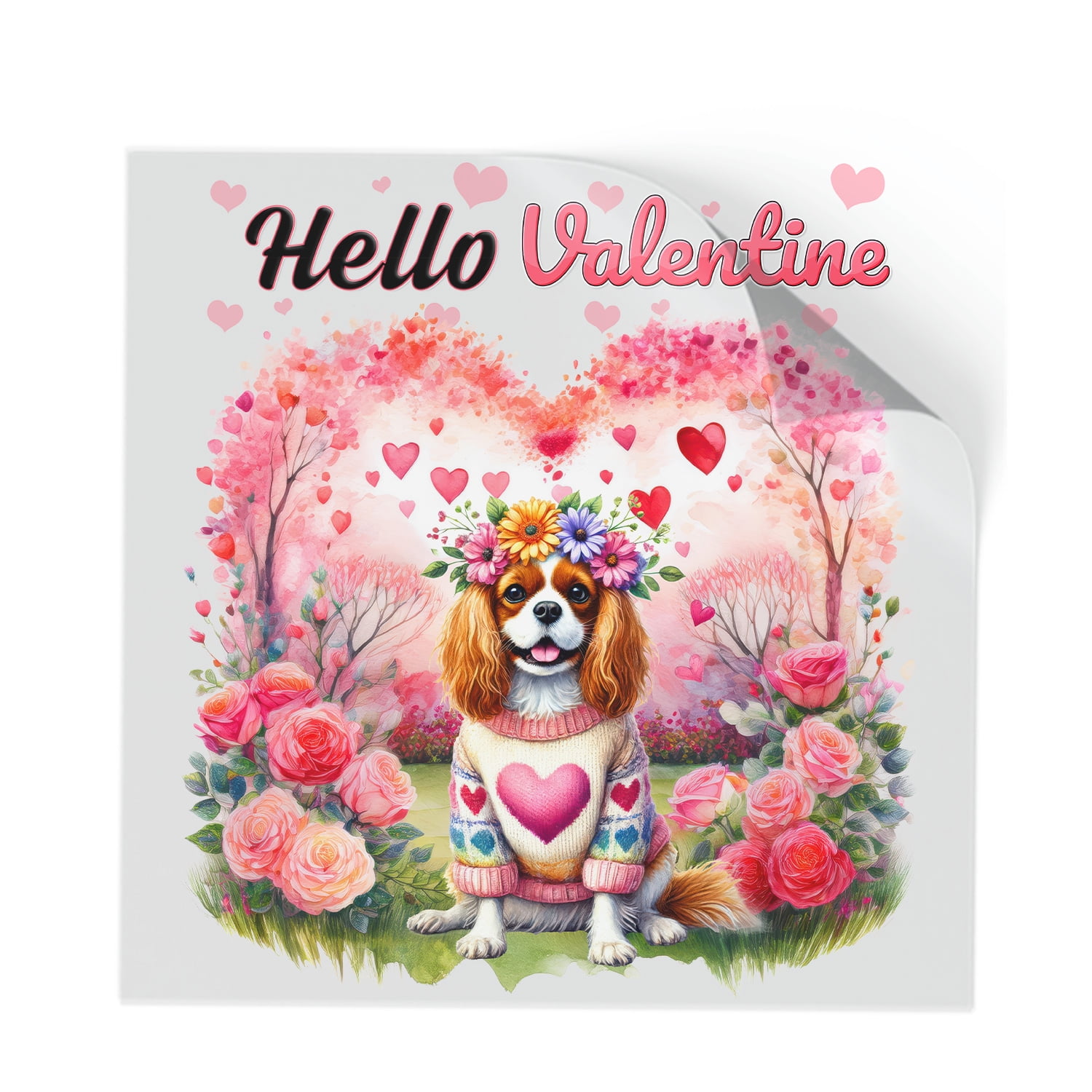 Hello Valentine’s Day Cavalier King Charles Spaniel Flower Crown ...