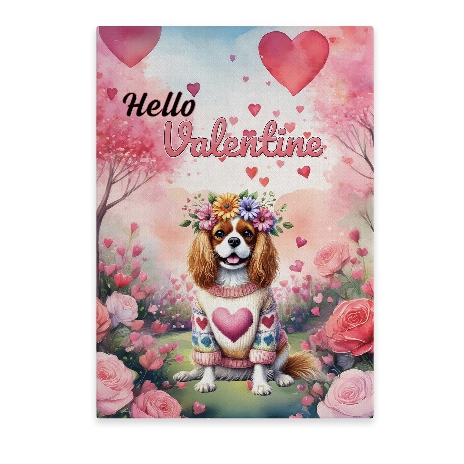 Hello Valentine’s Day Cavalier King Charles Spaniel Flower Crown ...