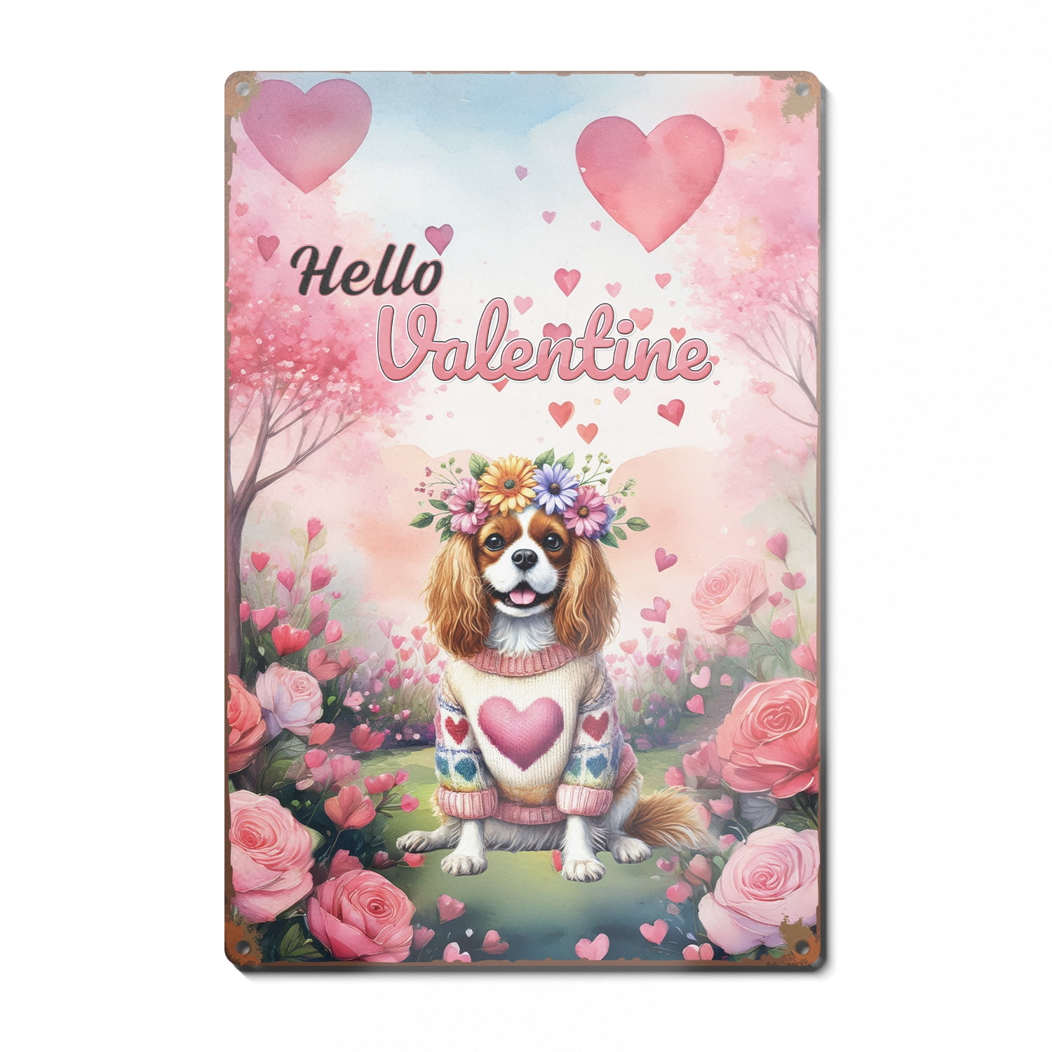 Hello Valentine’s Day Cavalier King Charles Spaniel Flower Crown ...