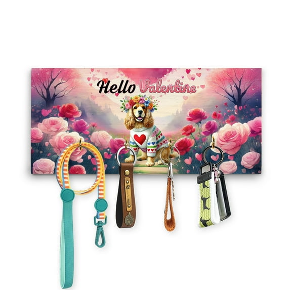 Hello Valentine’s Day Cocker Spaniel Flower Crown Romantic Pink Floral ...