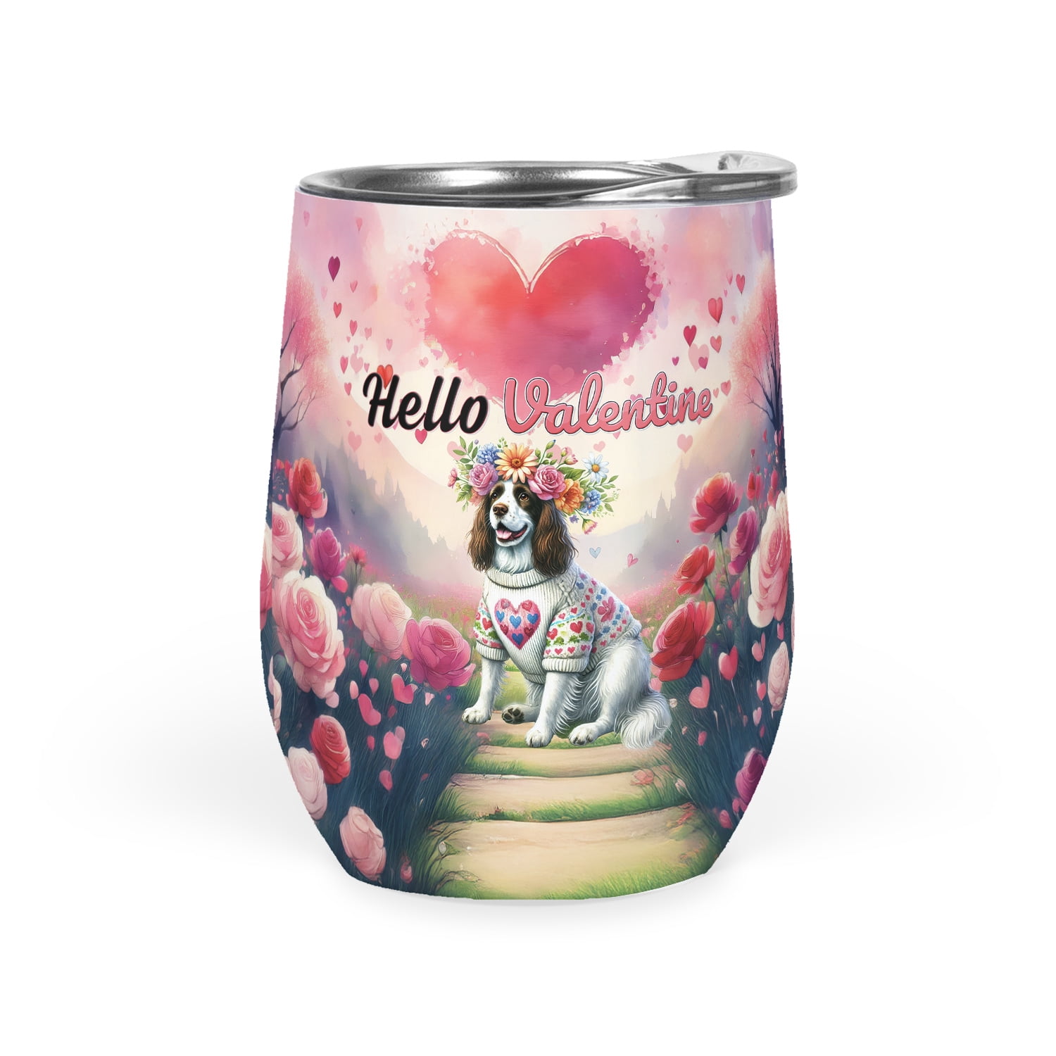 Hello Valentine’s Day English Springer Spaniel Flower Crown Romantic ...
