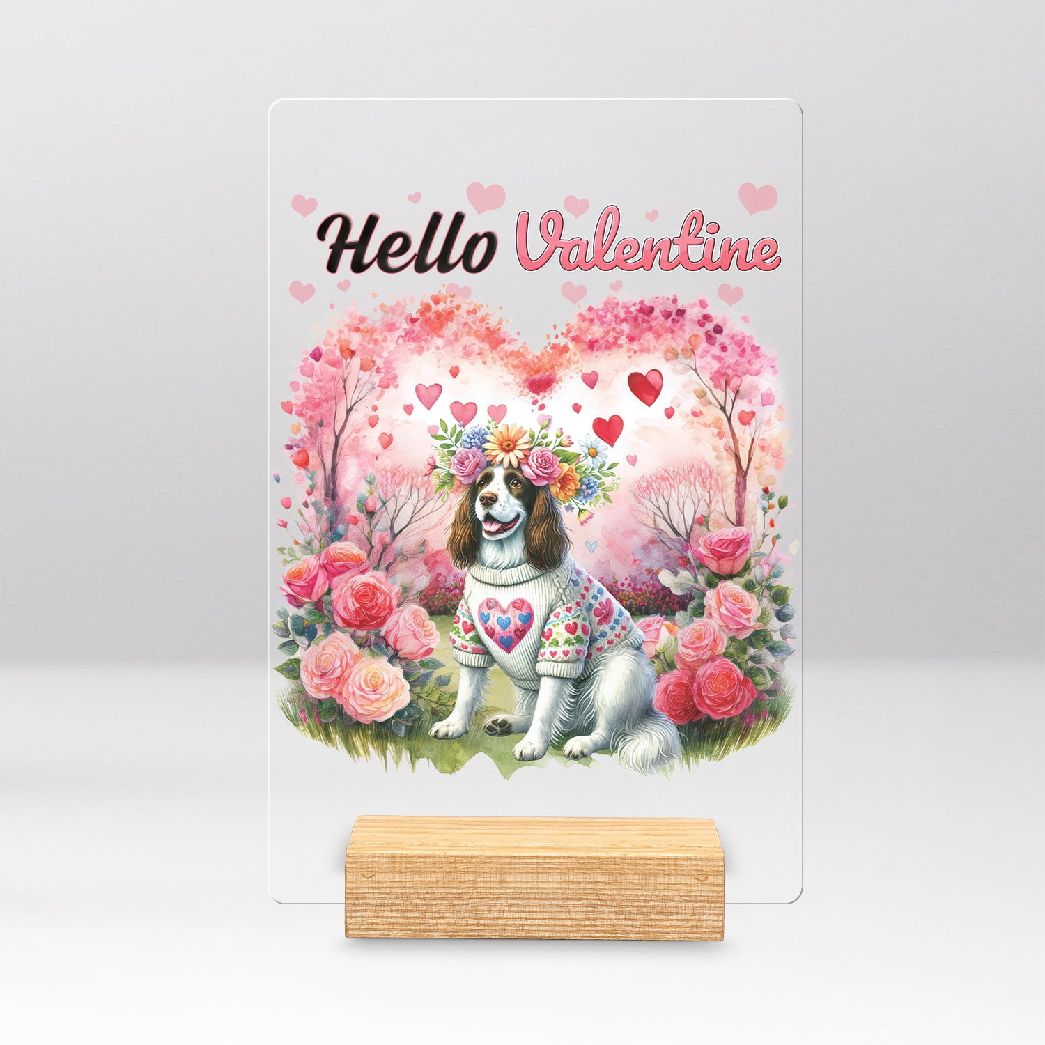 Hello Valentine’s Day English Springer Spaniel Flower Crown Romantic ...