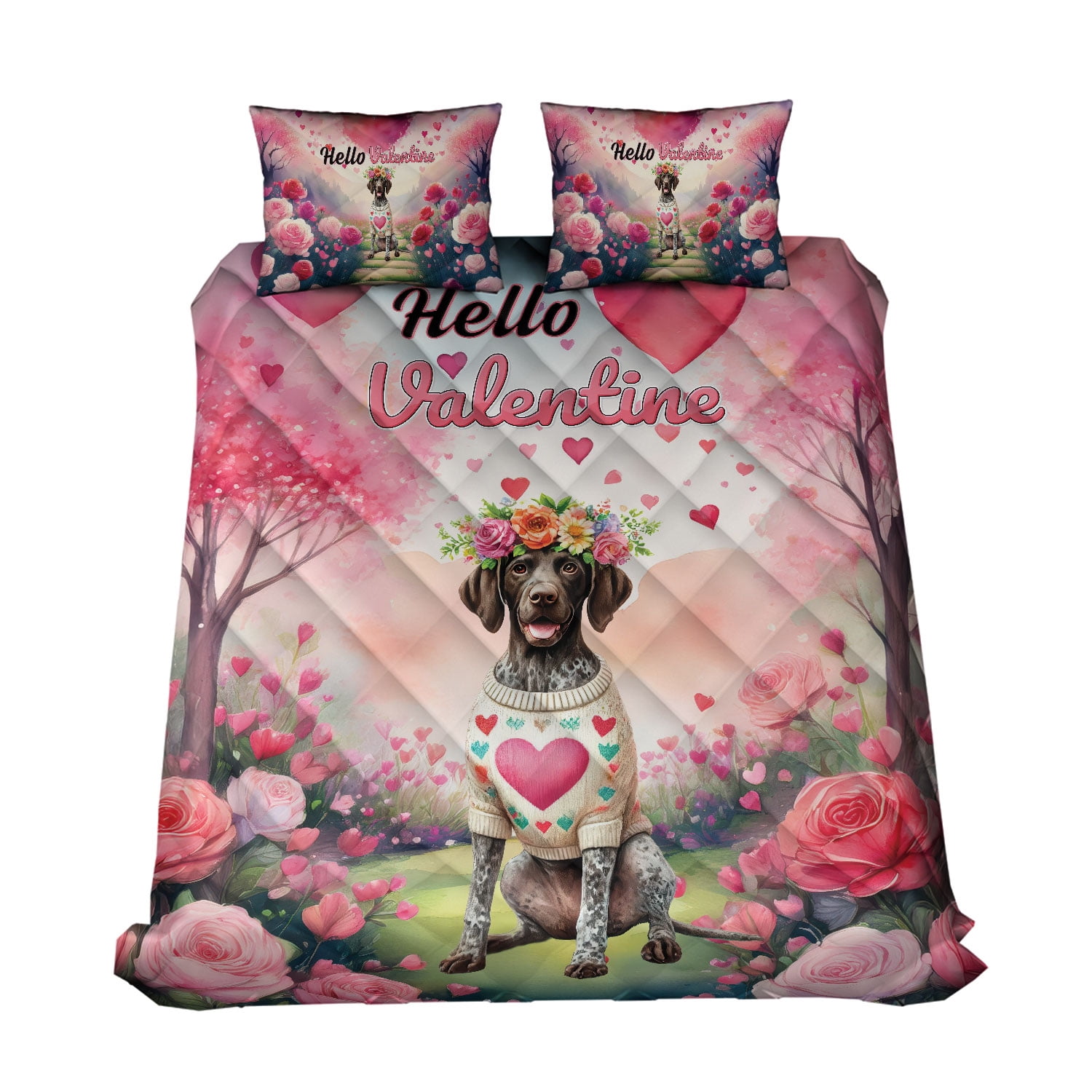 Hello Valentine’s Day German Shorthaired Pointer Flower Crown Romantic ...