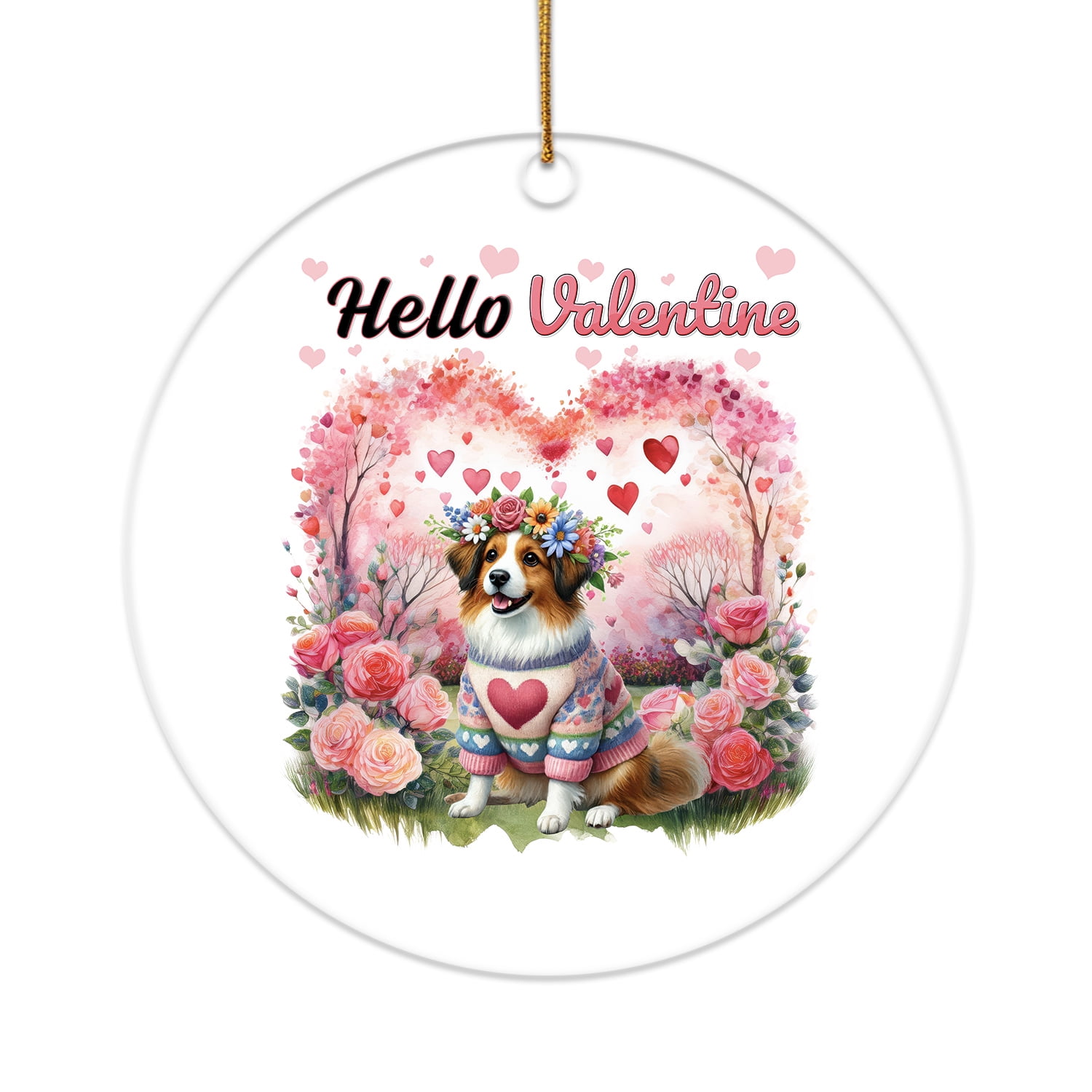 Hello Valentine’s Day Miniature American Shepherd Flower Crown Romantic ...