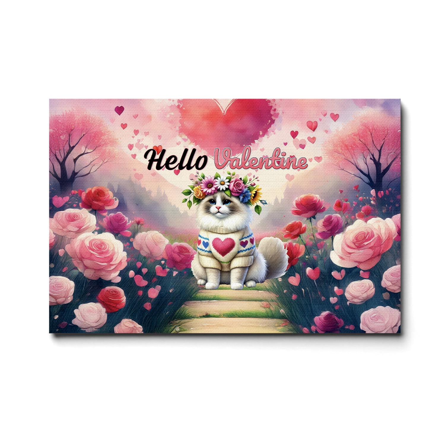 Hello Valentine’s Day Ragdoll Flower Crown Romantic Pink Floral ...