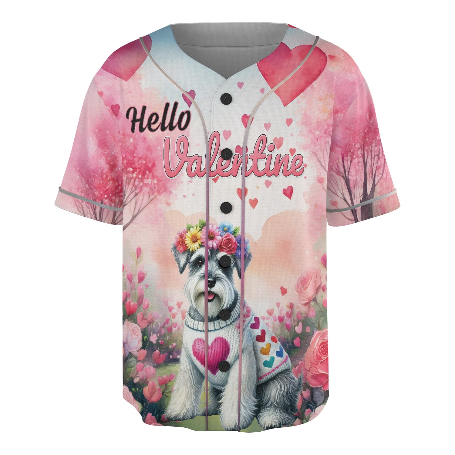 Hello Valentine’s Day Schnauzer Flower Crown Romantic Pink Floral All ...
