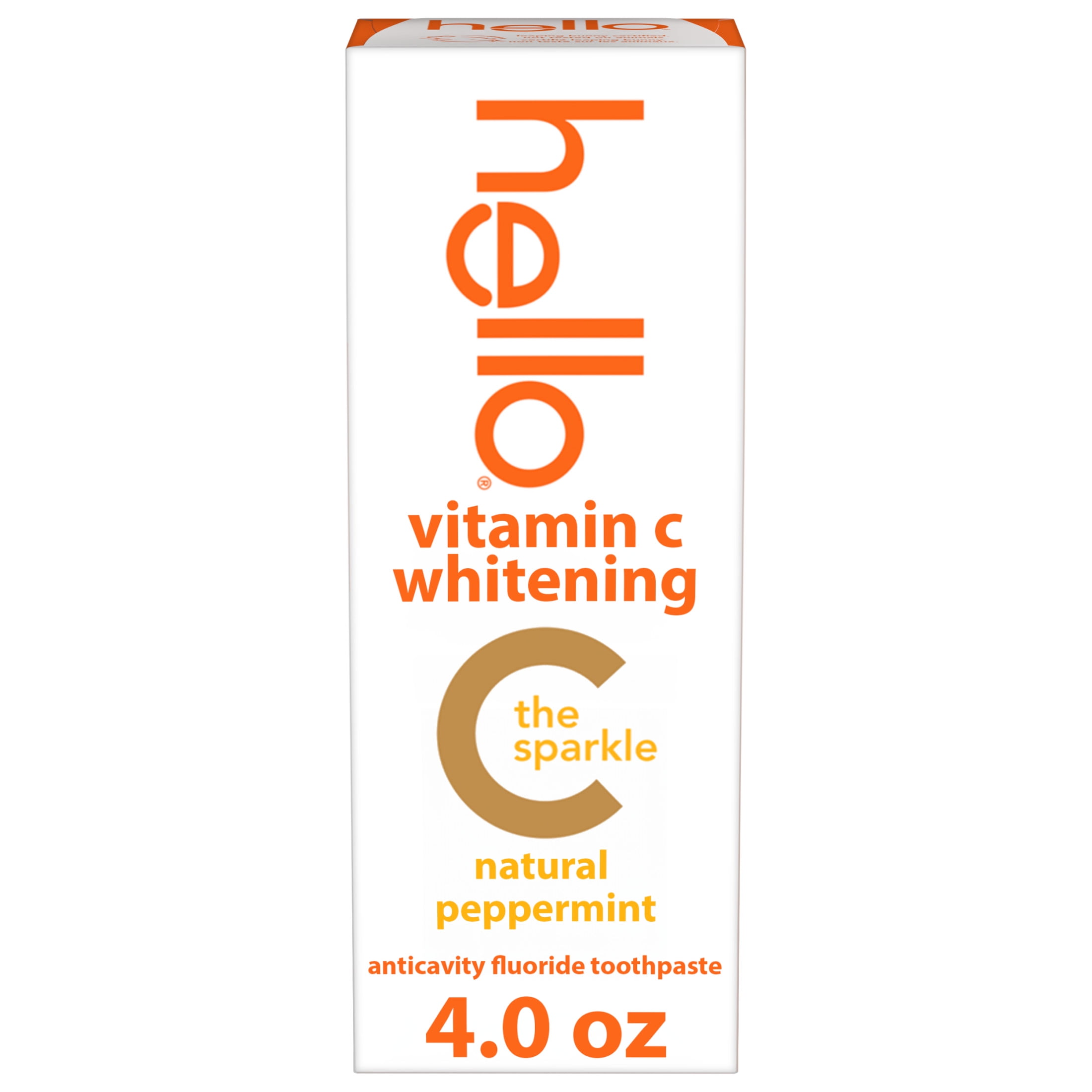 hello Vitamin C Whitening Toothpaste with Fluoride, Natural Peppermint ...