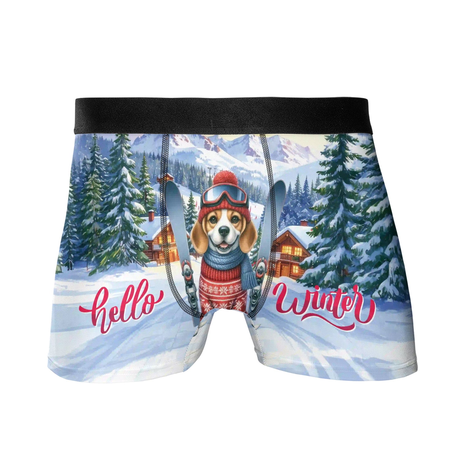 Hello Welcome Winter The Ski Beagle Snowy Day All Over Print Boxer ...