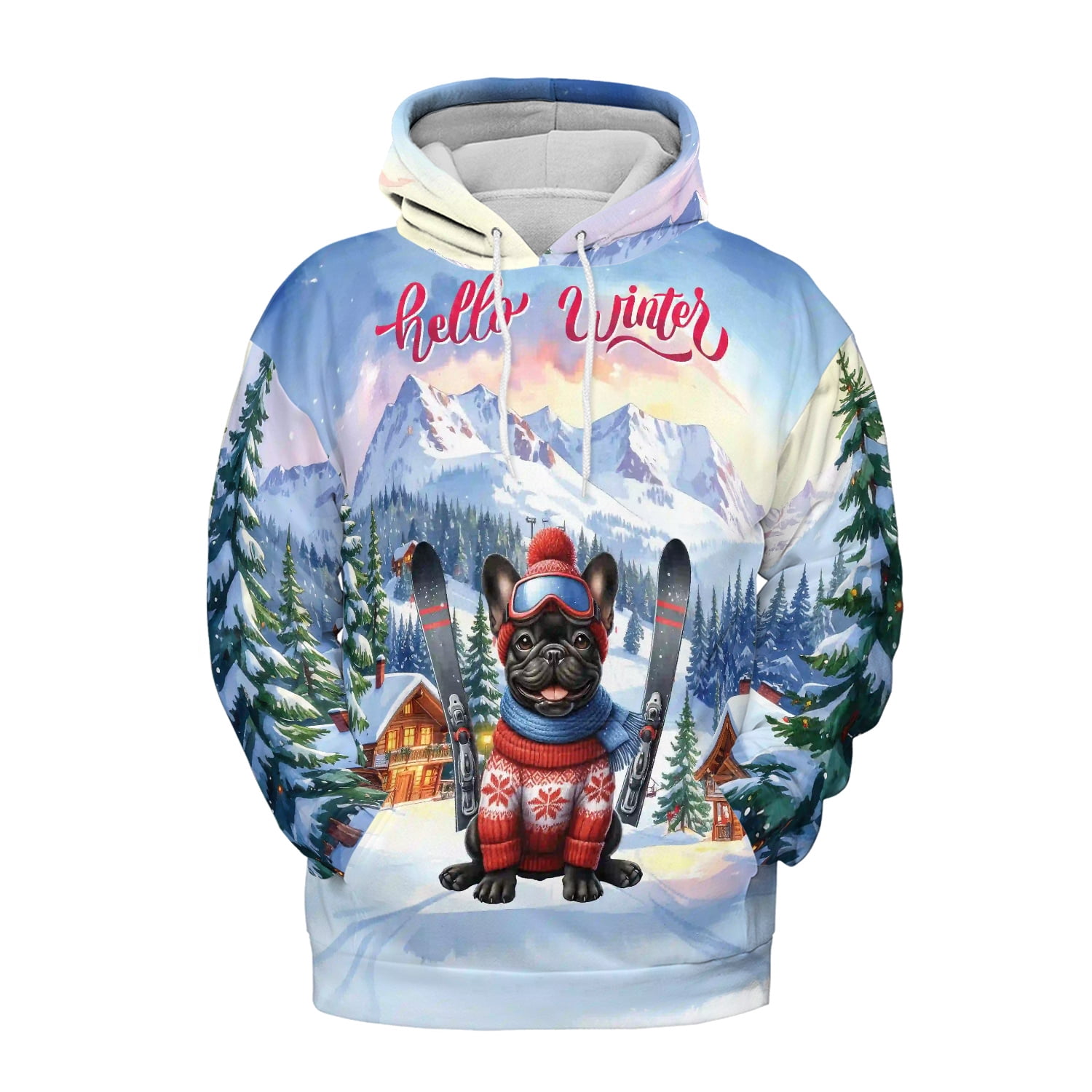 Hello Welcome Winter The Ski French Bulldog Snowy Day All Over Print 3D ...