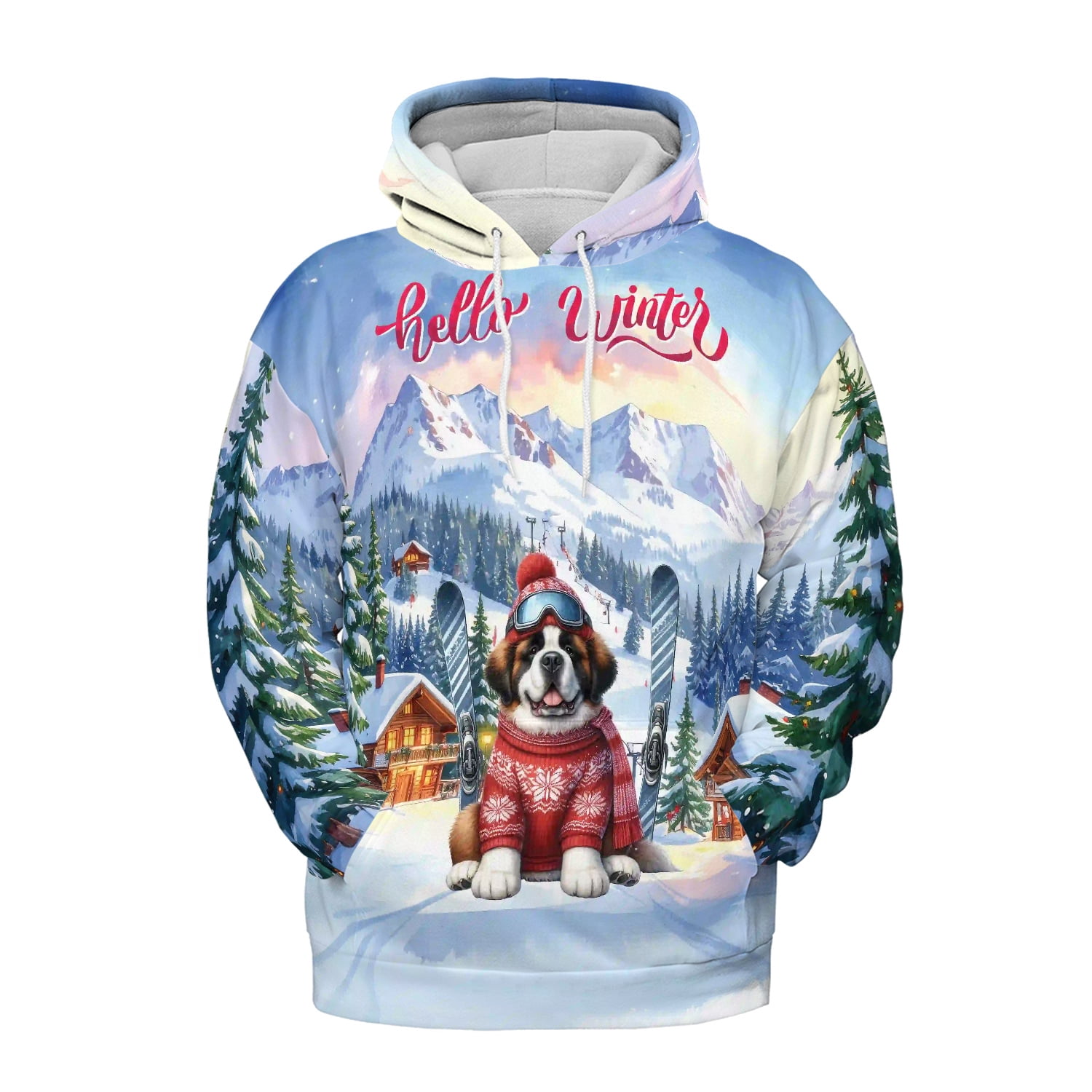 Hello Welcome Winter The Ski Saint Bernard Snowy Day All Over Print 3D ...