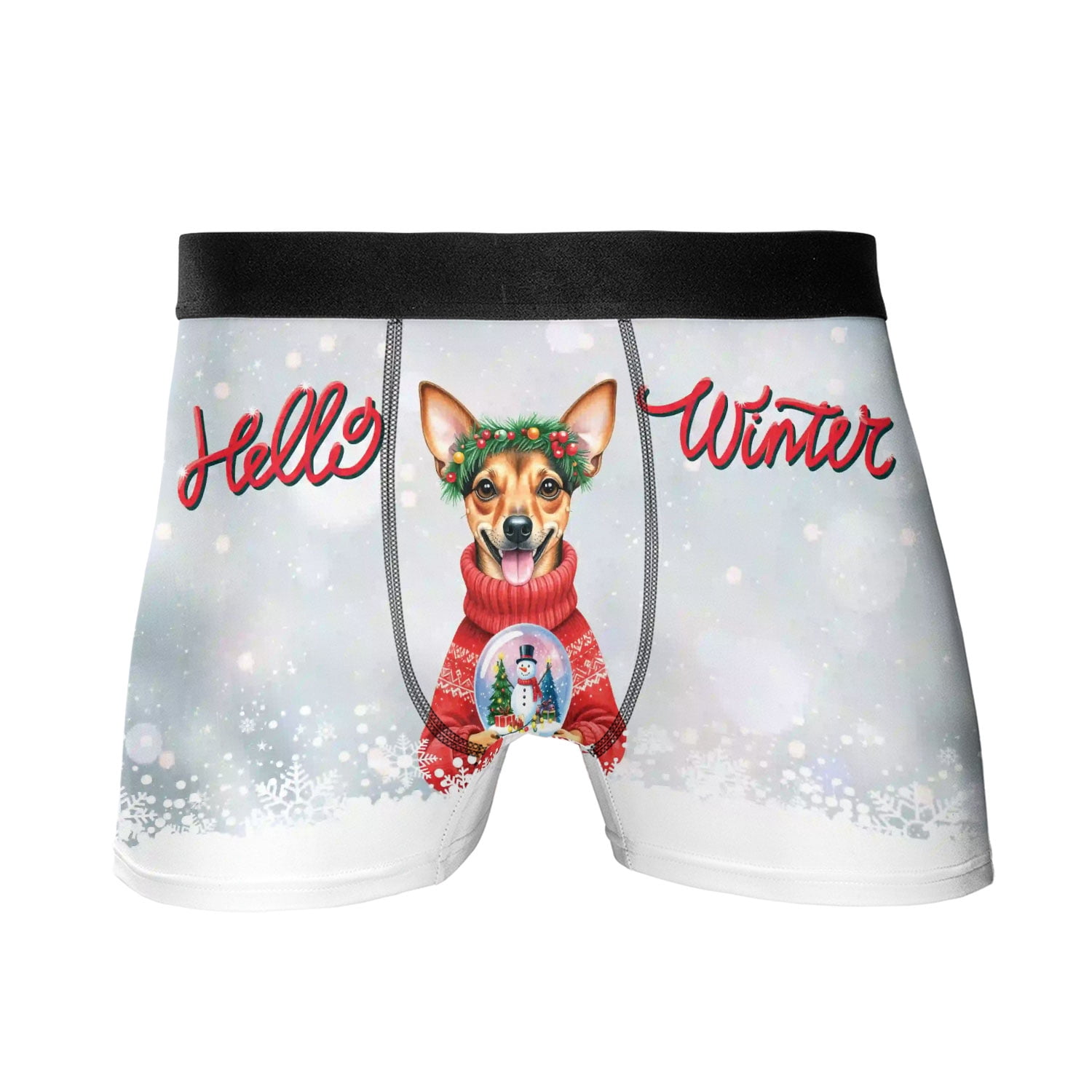 Hello Welcome Winter Toy Fox Terrier Holding Snow Globe Snowman All ...