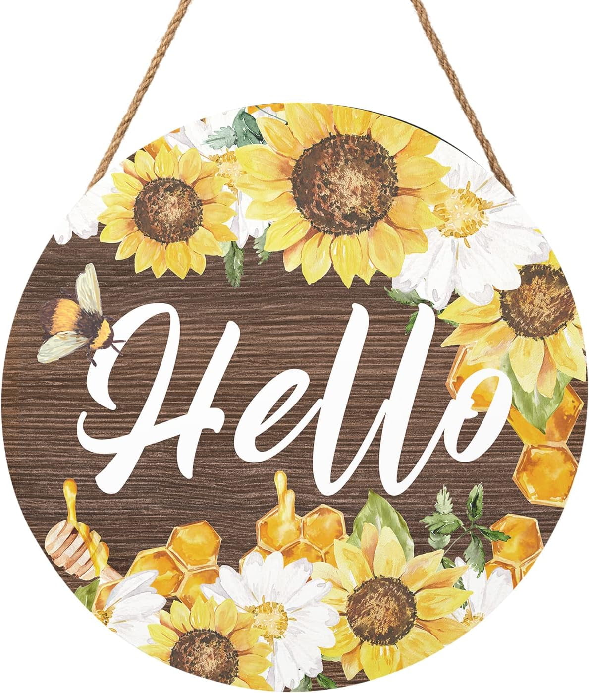 Hello Welcome Wood Wall Hanging Sign, Sunflower Decor Welcome Sign for ...