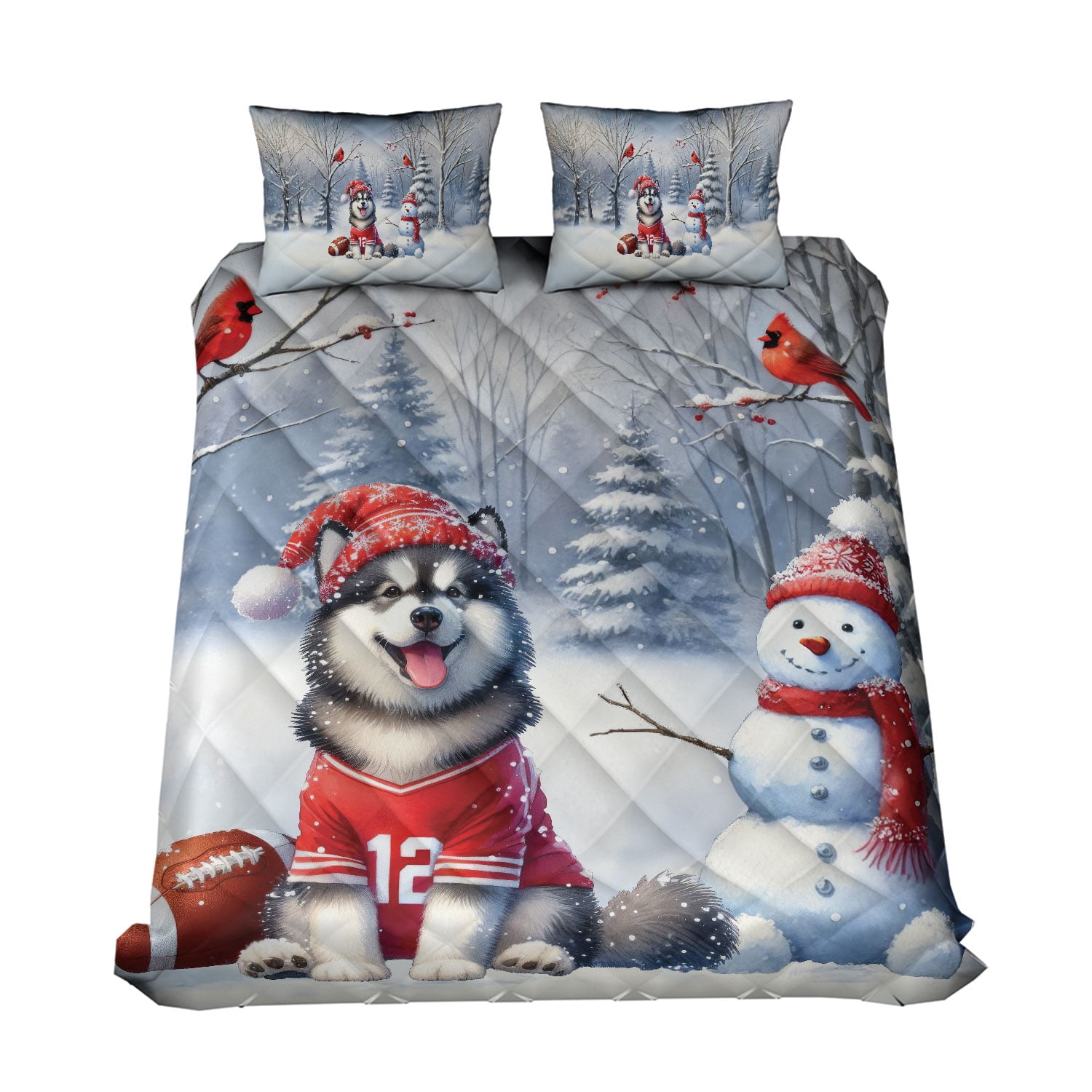 Hello Winter Alaskan Malamute Football Snowman Welcome Snowy Morning ...