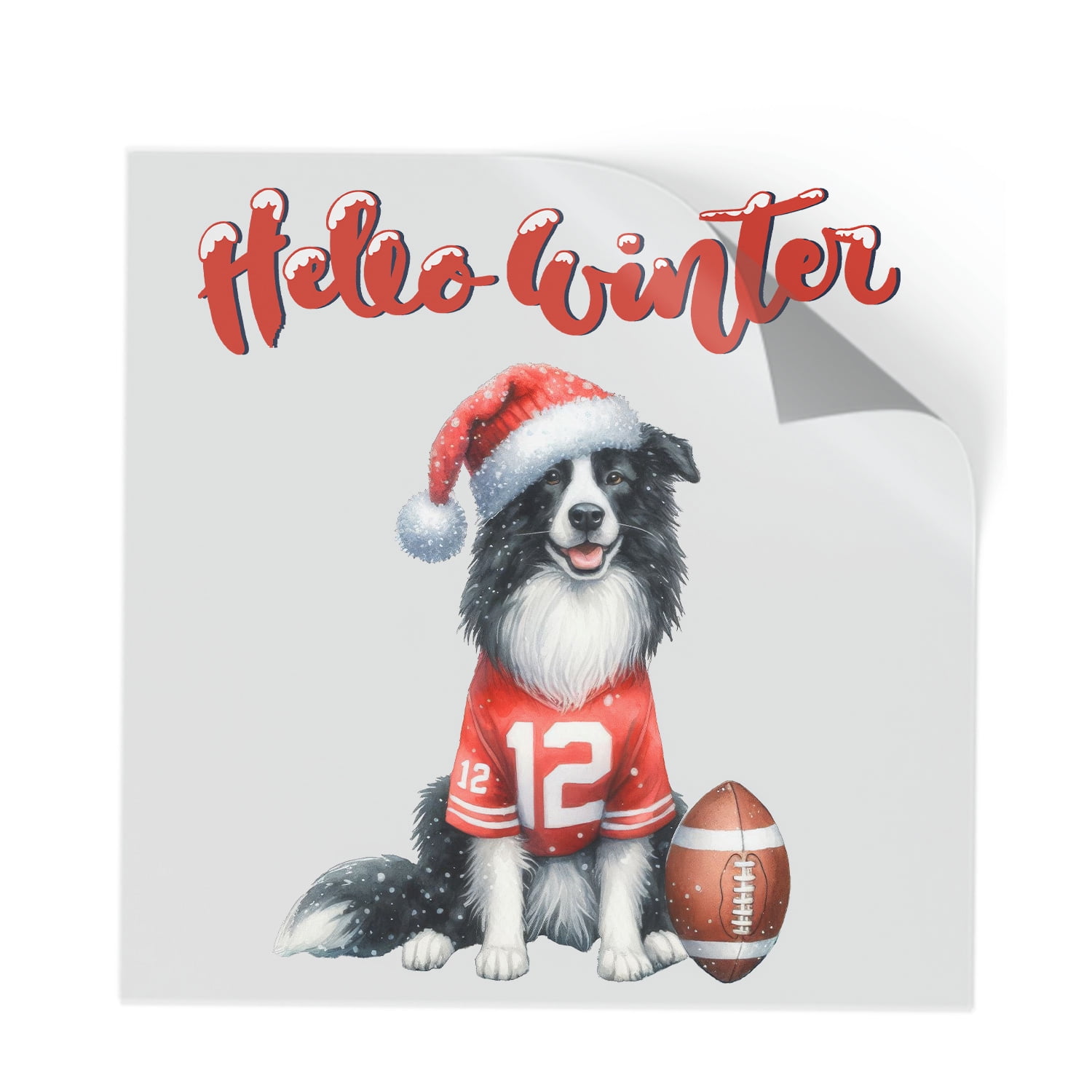 Hello Winter Border Collie Football Snowman Welcome Snowy Morning ...