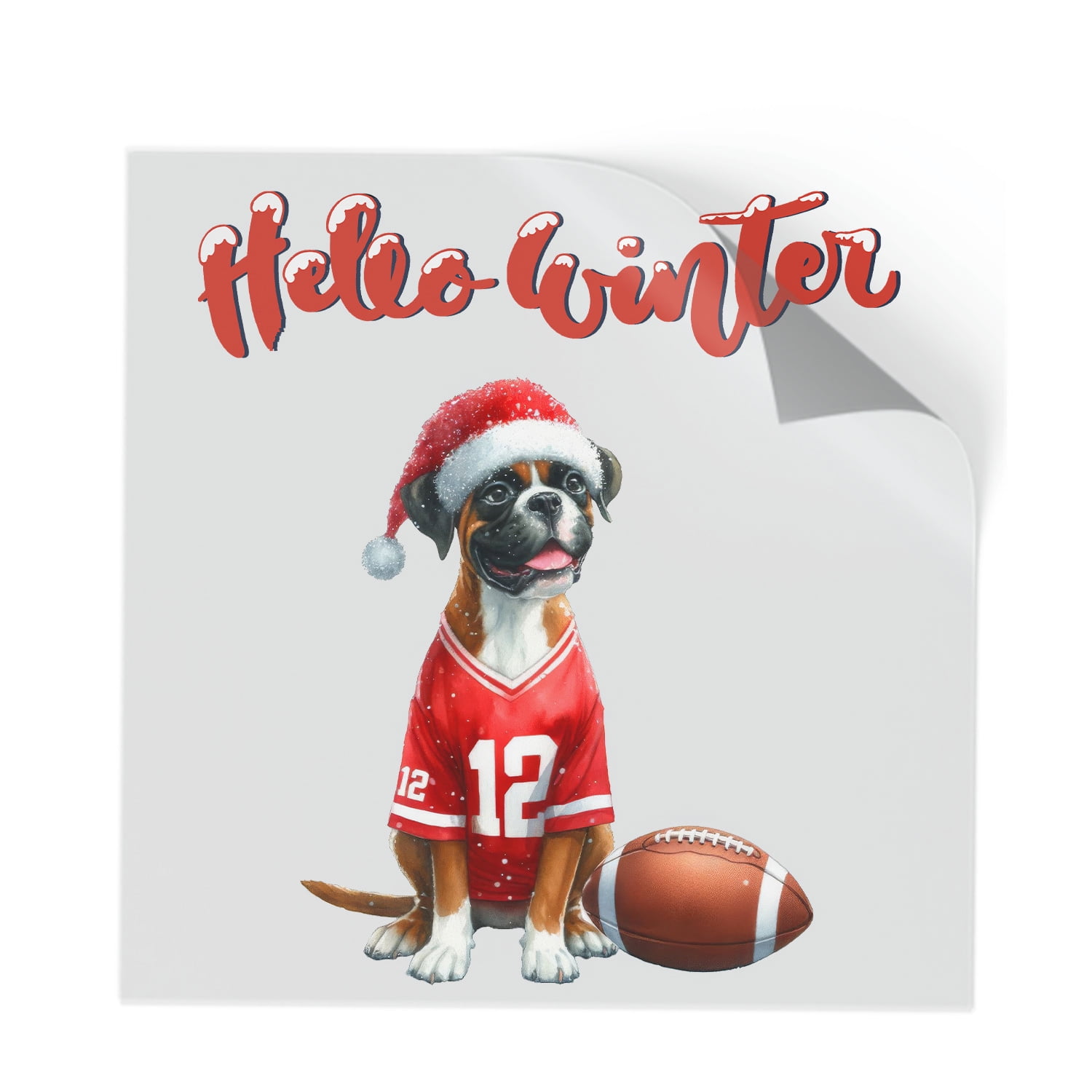 Hello Winter Boxer Football Snowman Welcome Snowy Morning Cutout ...