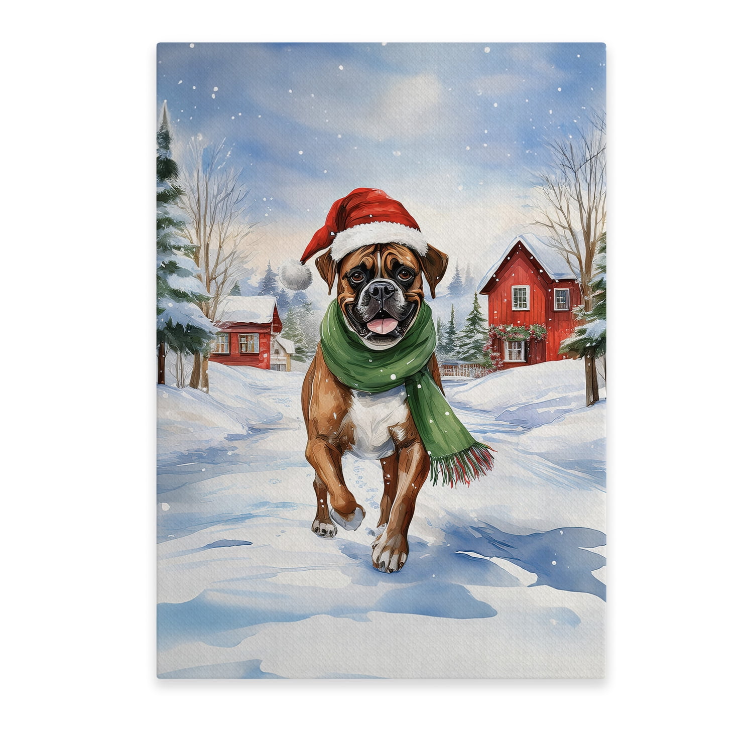 Hello Winter Boxer Frosty Morning Walk Welcome Snowy Christmas Vertical ...