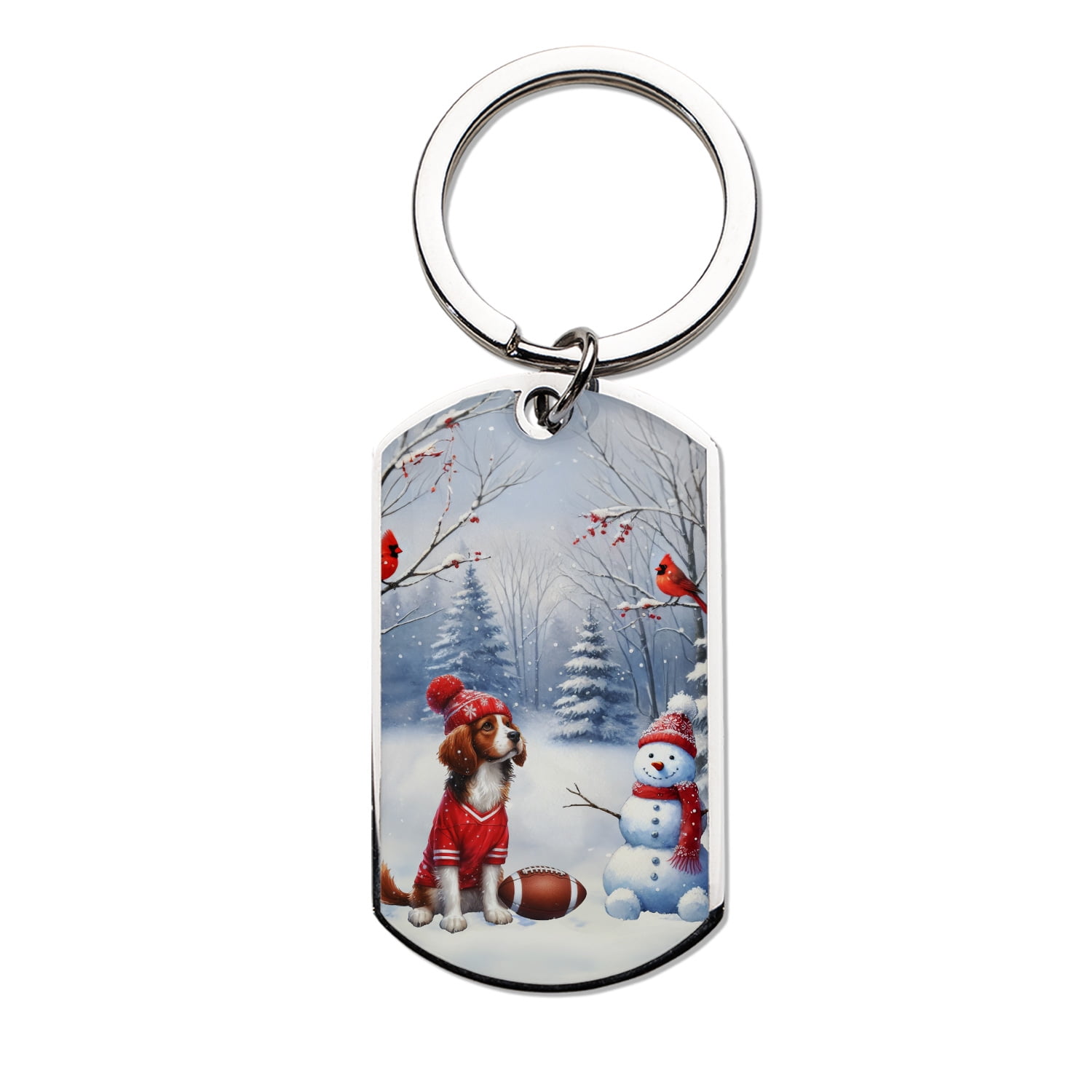 Hello Winter Brittany Spaniel Football Snowman Welcome Snowy Morning ...
