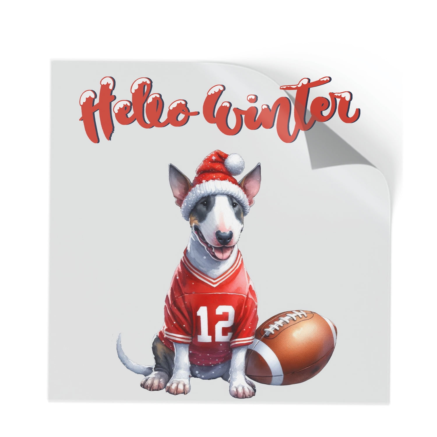 Hello Winter Bull Terrier Football Snowman Welcome Snowy Morning Cutout ...
