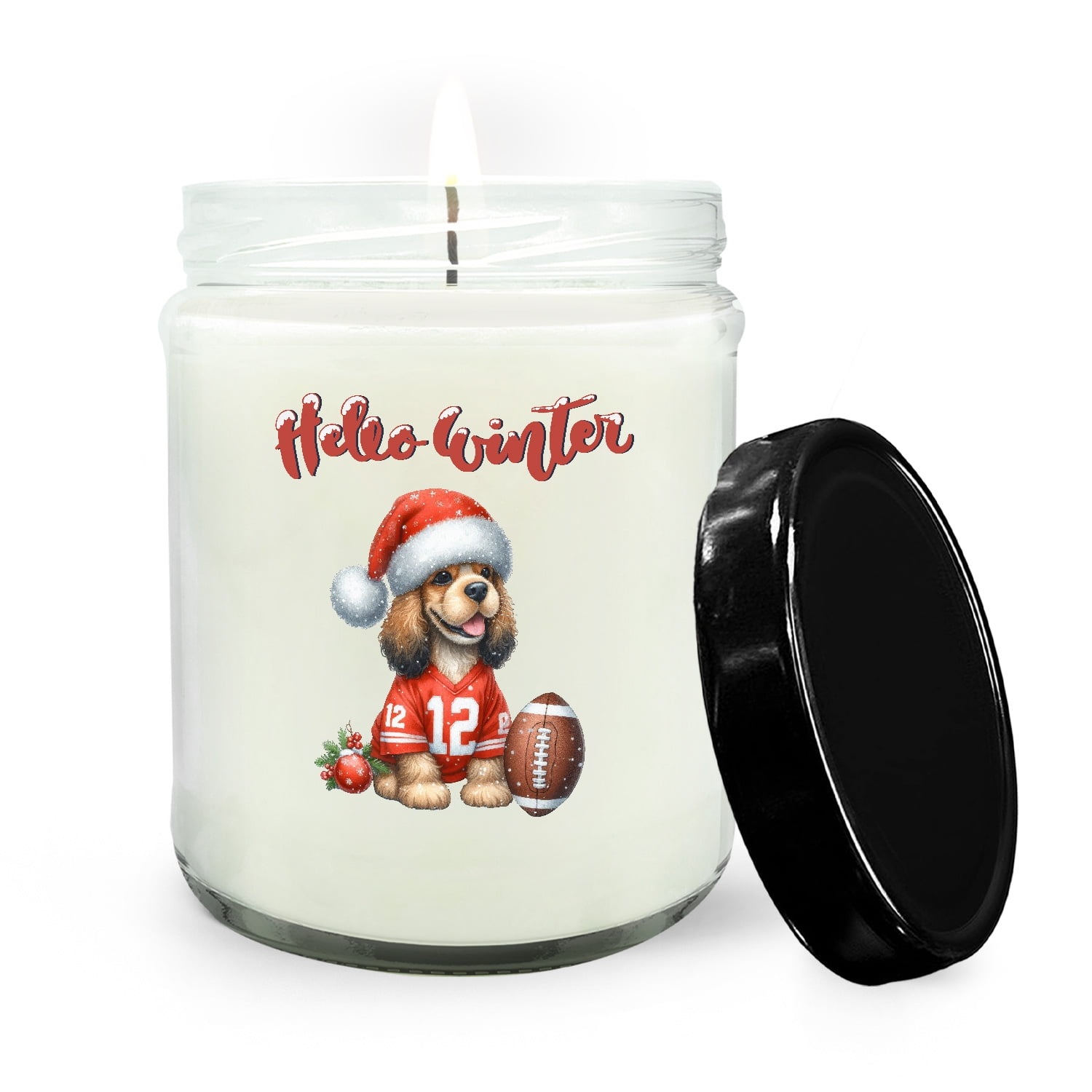 Hello Winter Cocker Spaniel Football Snowman Welcome Snowy Morning Soy ...