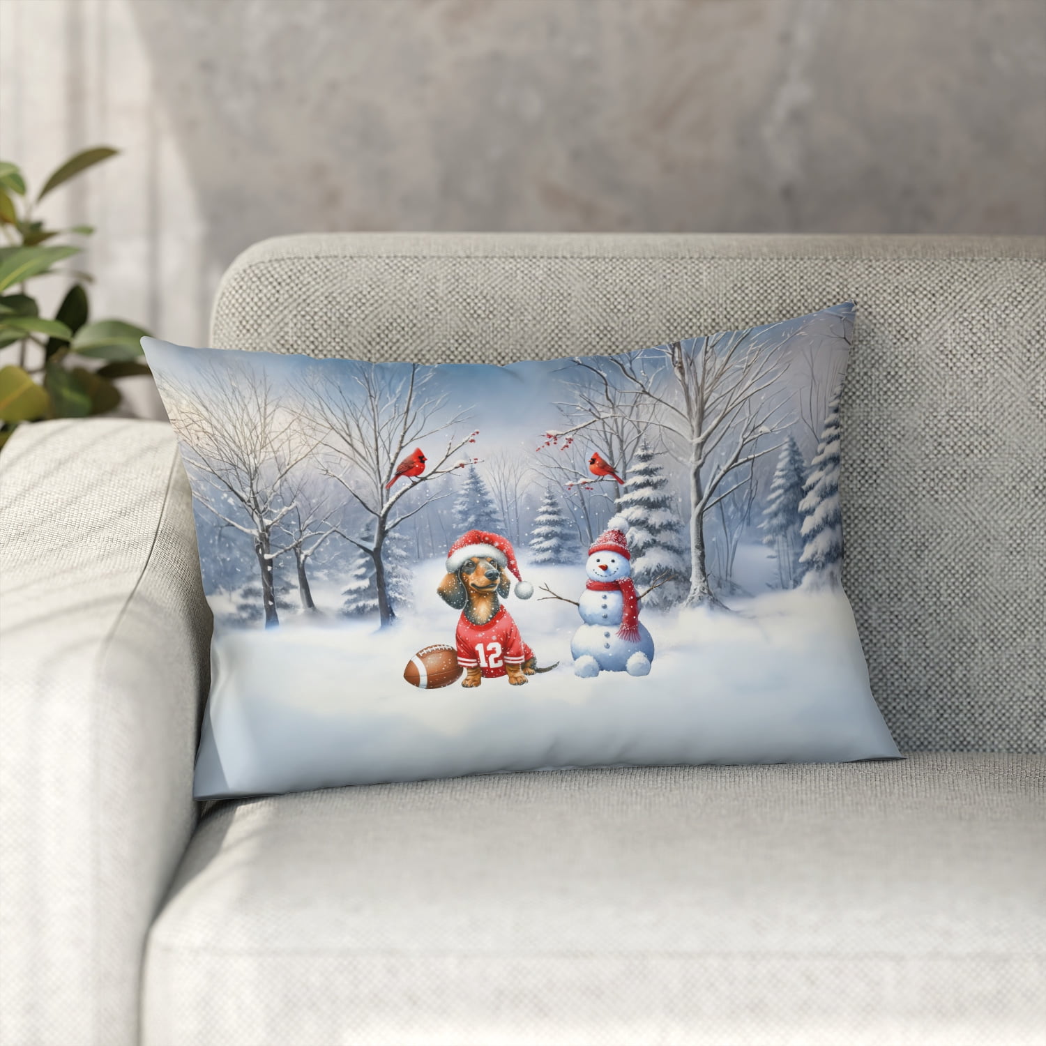 Hello Winter Dachshund Football Snowman Welcome Snowy Morning ...
