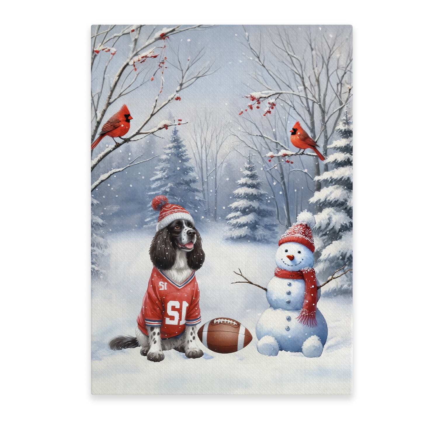 Hello Winter English Springer Spaniel Football Snowman Welcome Snowy ...