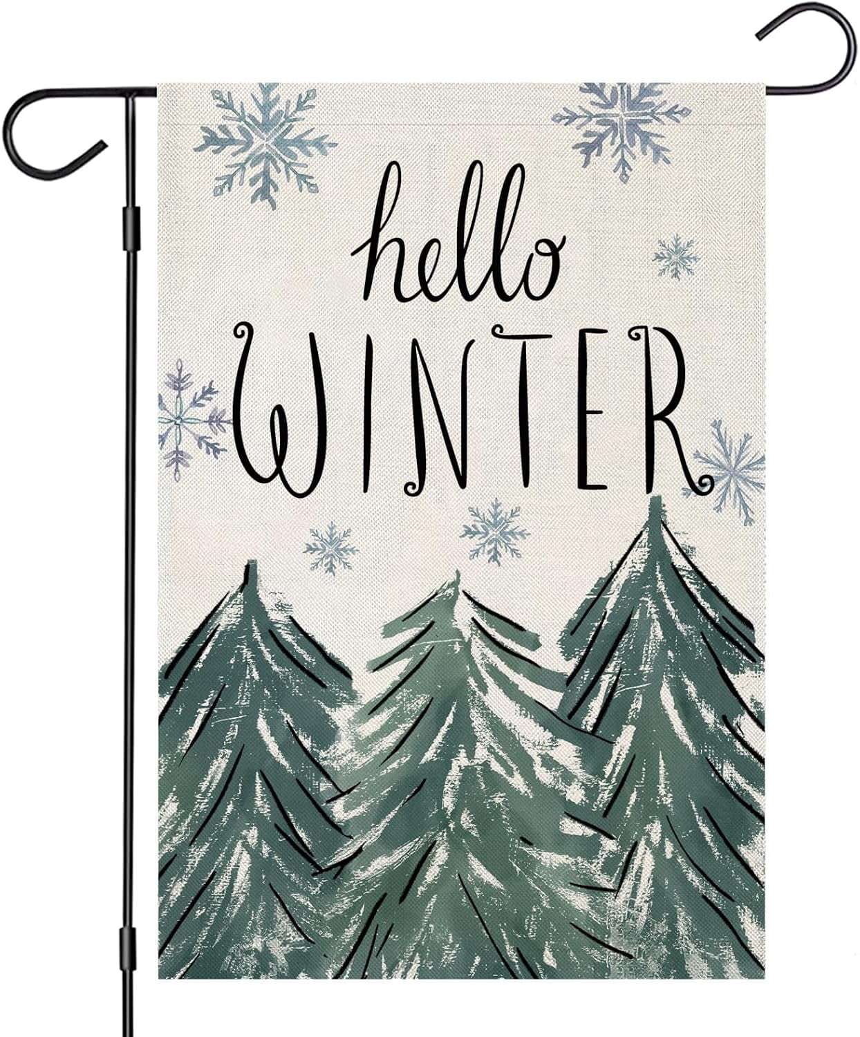 Hello Winter Garden Flags for Outside Decoration, Watercolor Forest ...