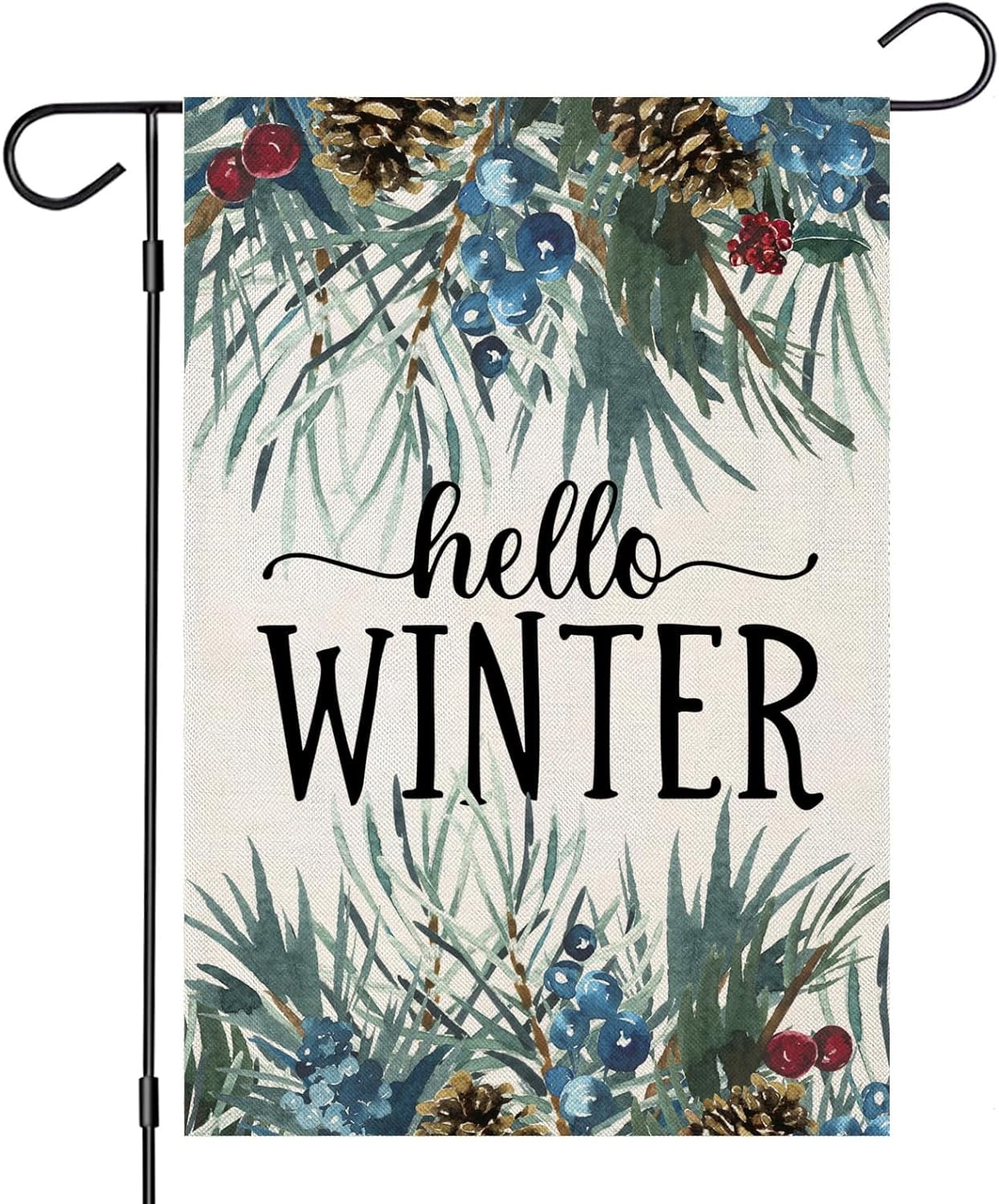 Hello Winter Garden Flags Vertical , Pine Twigs Small Yard Outside ...