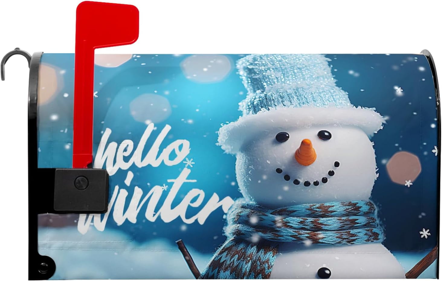 Hello Winter Mailbox Covers Magnetic Standard Size Blue Snowman Mailbox ...