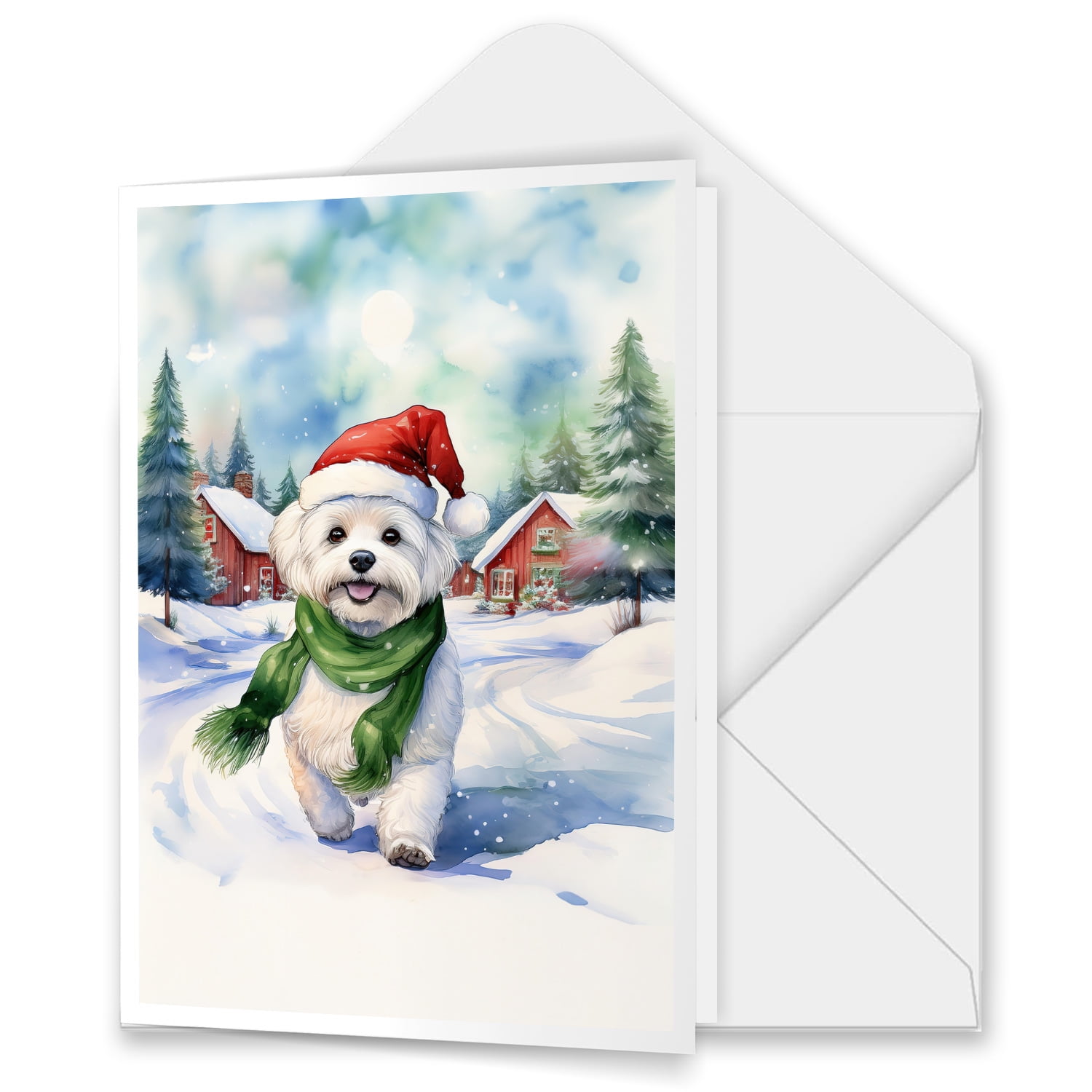 Hello Winter Maltese Frosty Morning Walk Welcome Snowy Christmas 5x7in ...