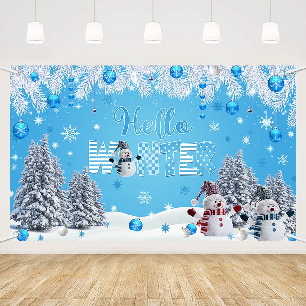 Hello Winter Party Banner Snowflake Winter Snow Photography Background ...