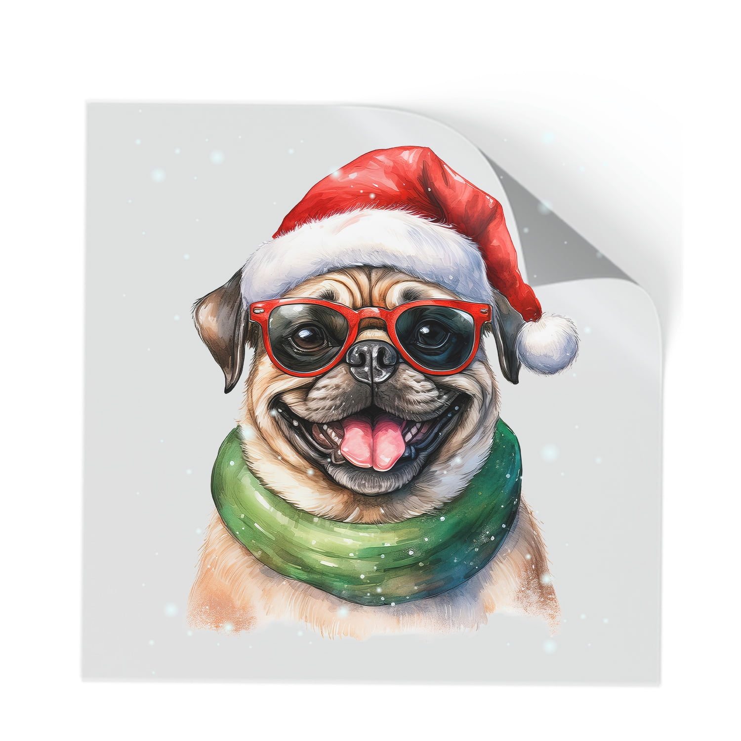 Hello Winter Pug Frosty Morning Walk Welcome Snowy Christmas Cutout ...