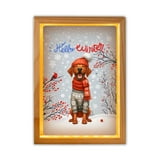 Hello Winter Rhodesian Ridgeback Smiling in Red Scarf Hat Welcome ...