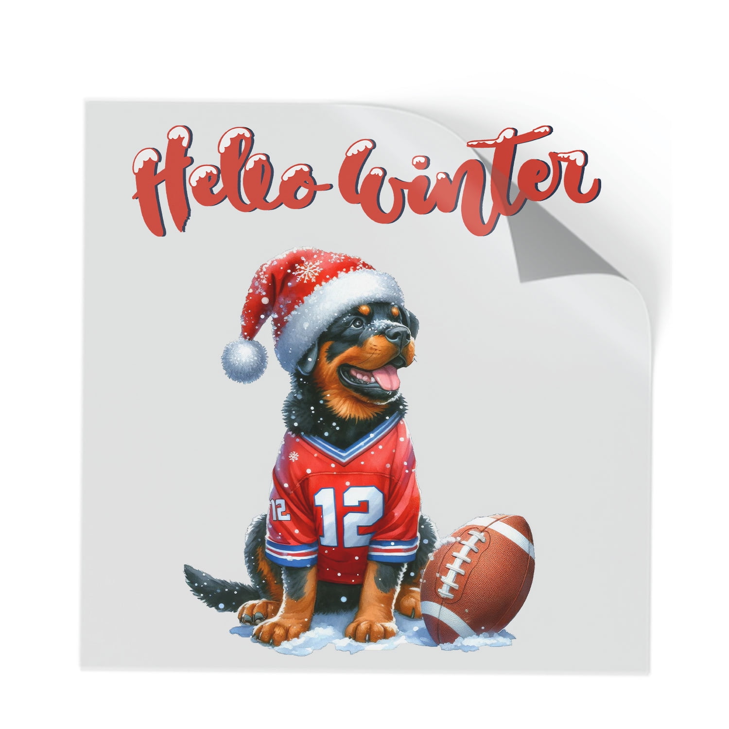 Hello Winter Rottweiler Football Snowman Welcome Snowy Morning Cutout ...
