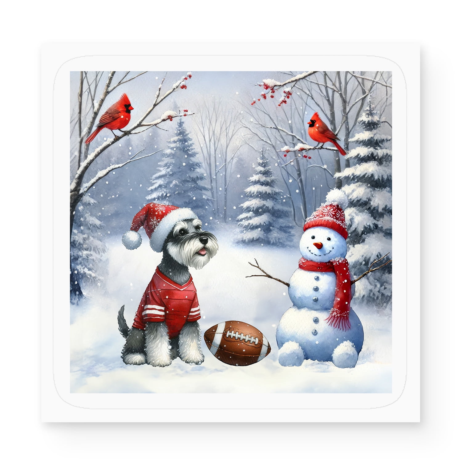 Hello Winter Schnauzer Football Snowman Welcome Snowy Morning Vinyl ...