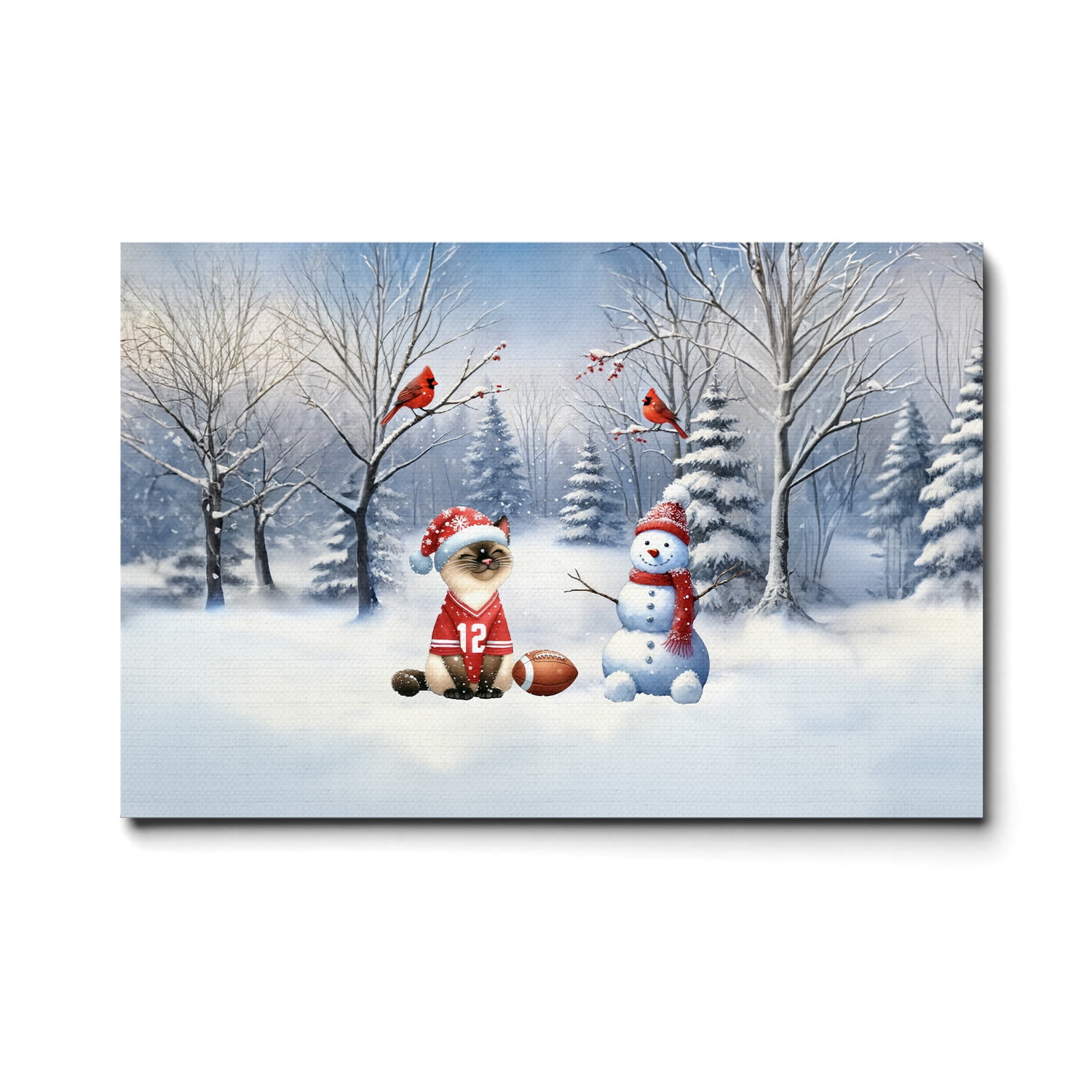 Hello Winter Siamese Football Snowman Welcome Snowy Morning Horizontal ...