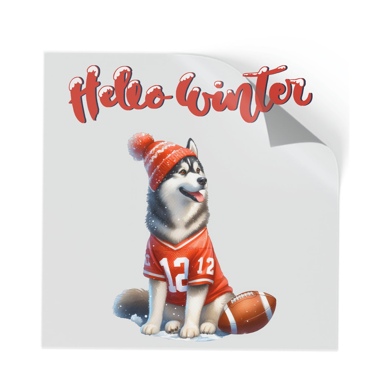 Hello Winter Siberian Husky Football Snowman Welcome Snowy Morning ...