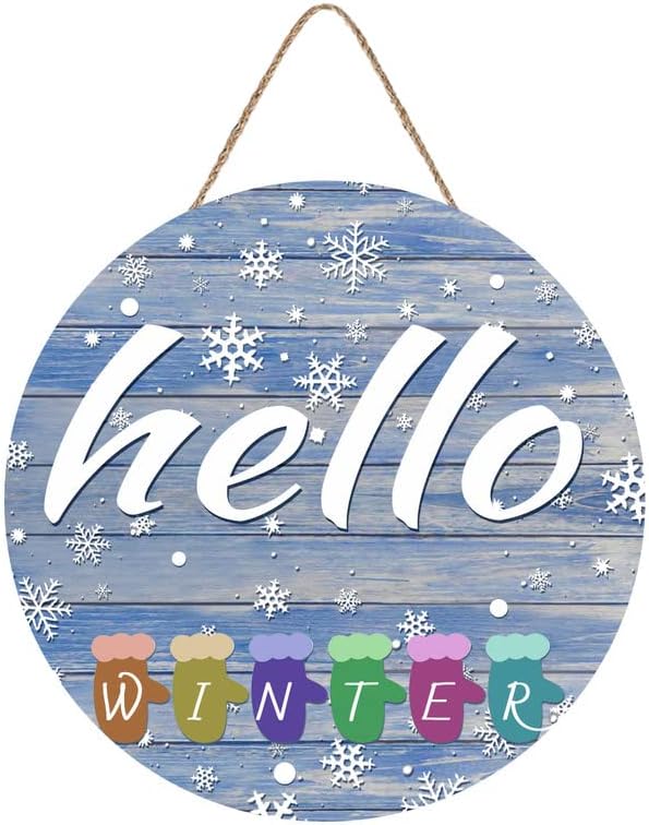 Hello Winter Sign Welcome Spring Summer Fall Sign Rustic Wood Decor ...