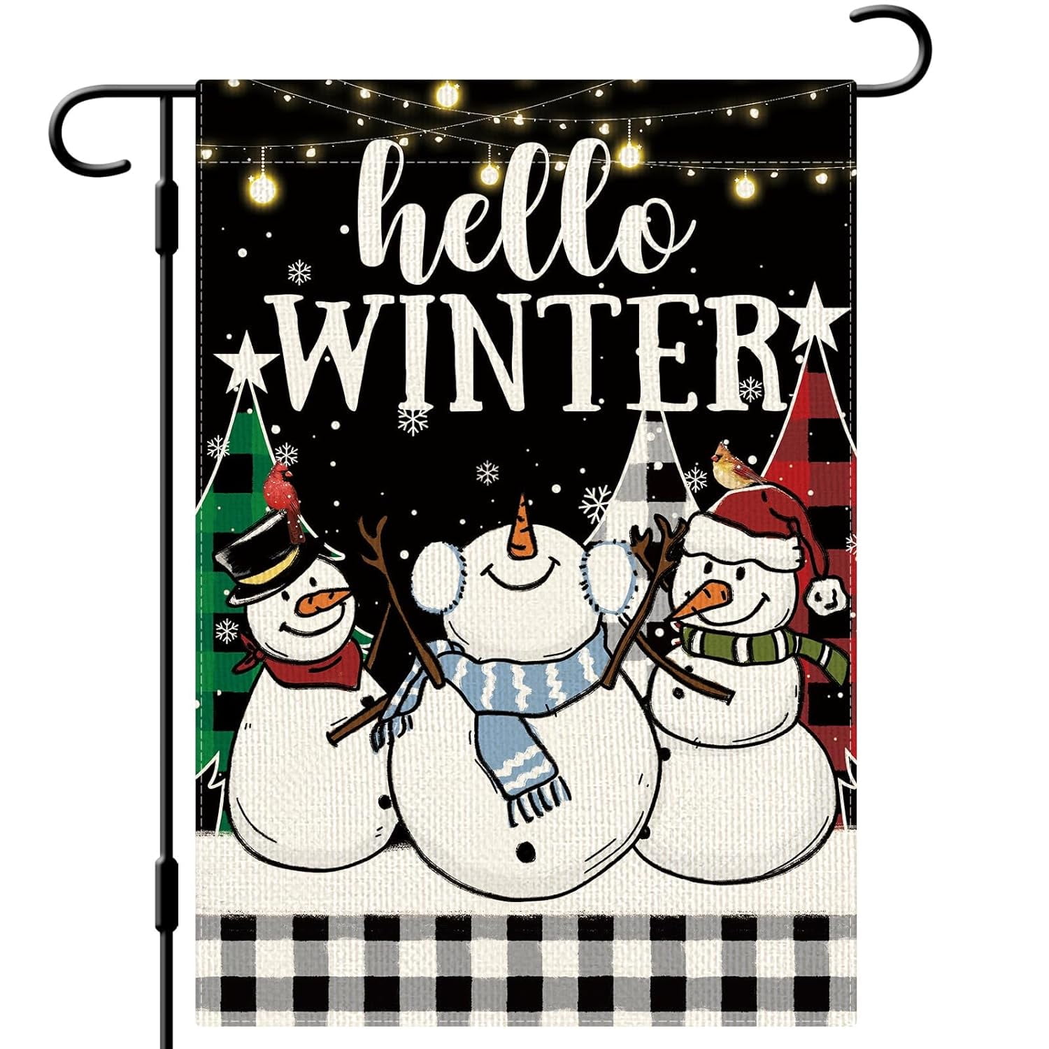 Hello Winter Snowman Garden Flag Snowflake Garden Flag Double Sided ...