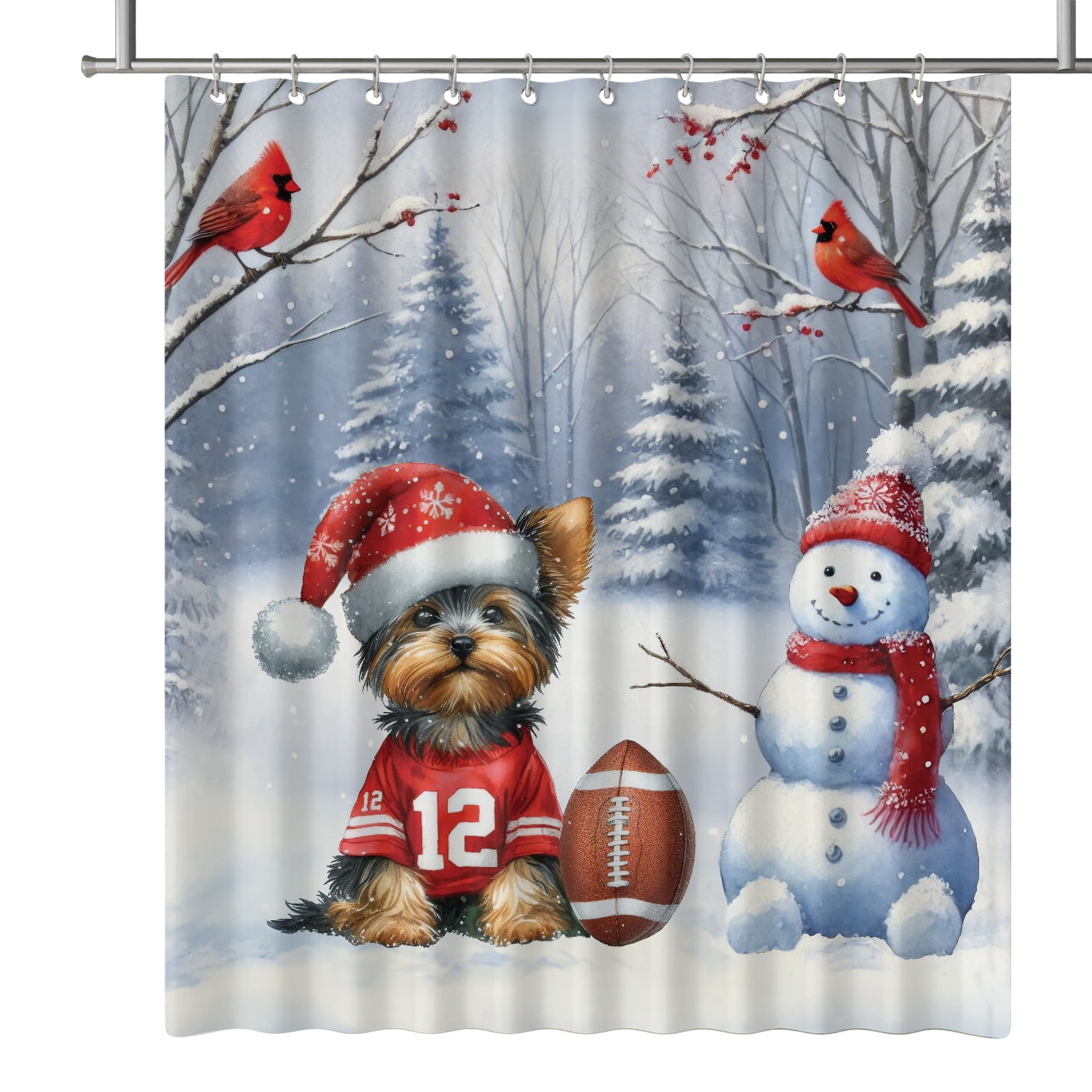 Hello Winter Yorkshire Terrier Football Snowman Welcome Snowy Morning ...